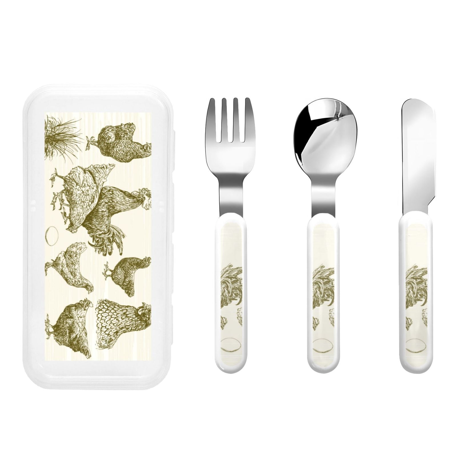 Gaeub Chickens Print 3-Piece Children Knife Spoon Fork Set,Stainless ...
