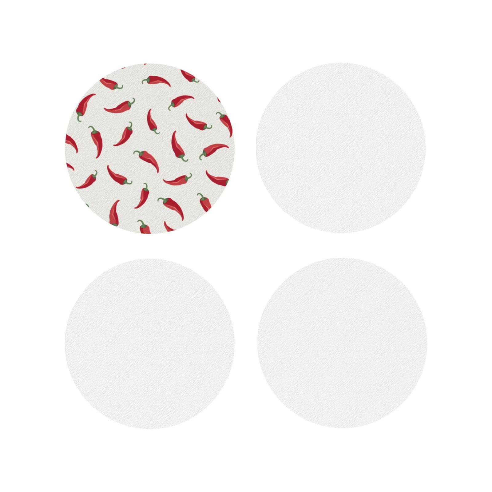 Gaeub Chili Print 4 Pcs Leather Coasters for Drinks ,Drink Coasters ...