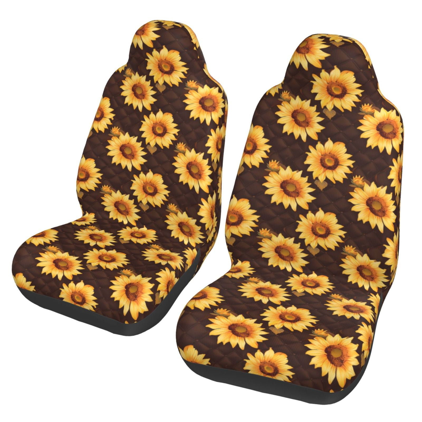 Gaeub Chocolate Plaid Sunflower A 2Pack Full Set Car Seat Covers with ...