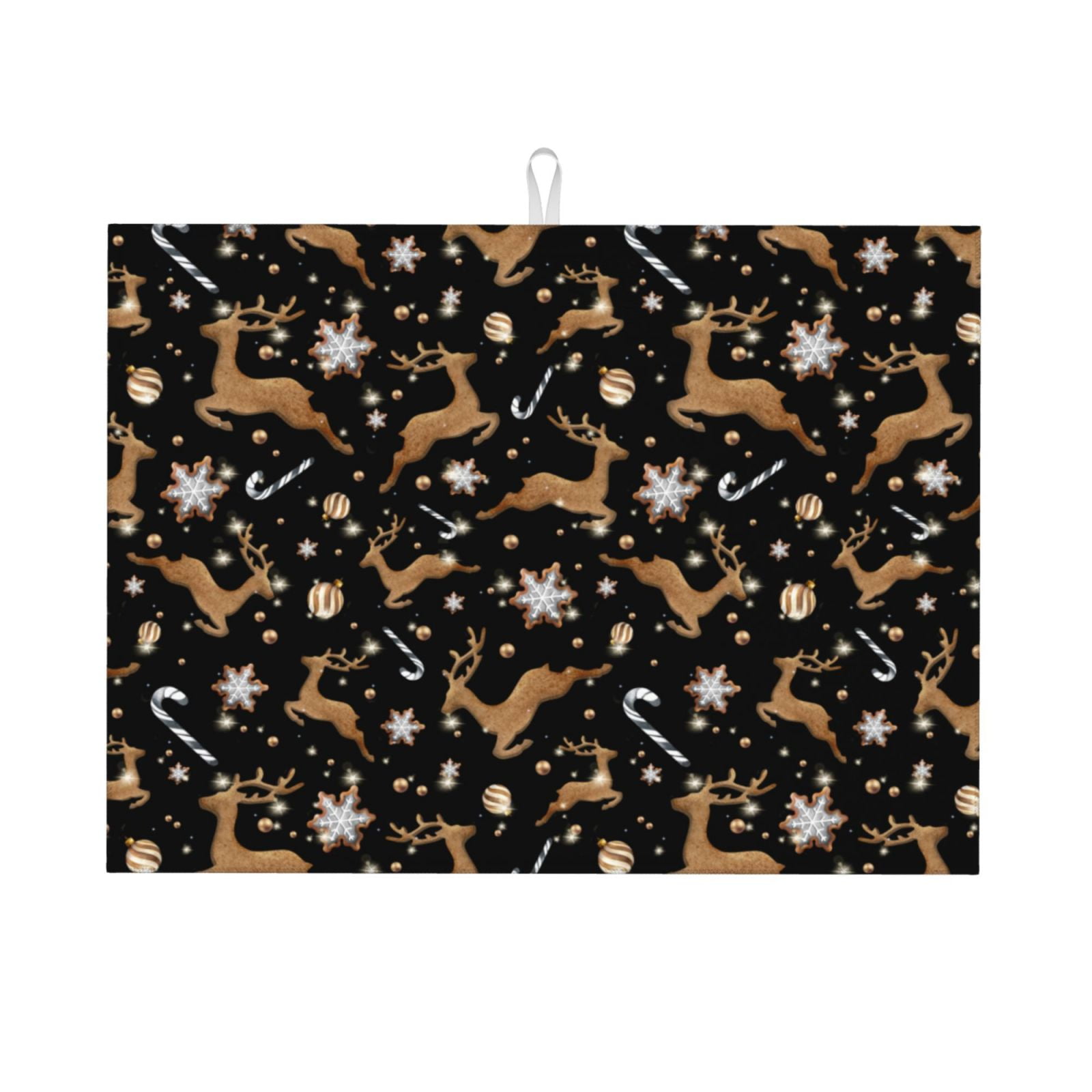 Gaeub Christmas Cookie Reindeer Print Dish Drying Mats For Kitchen ...