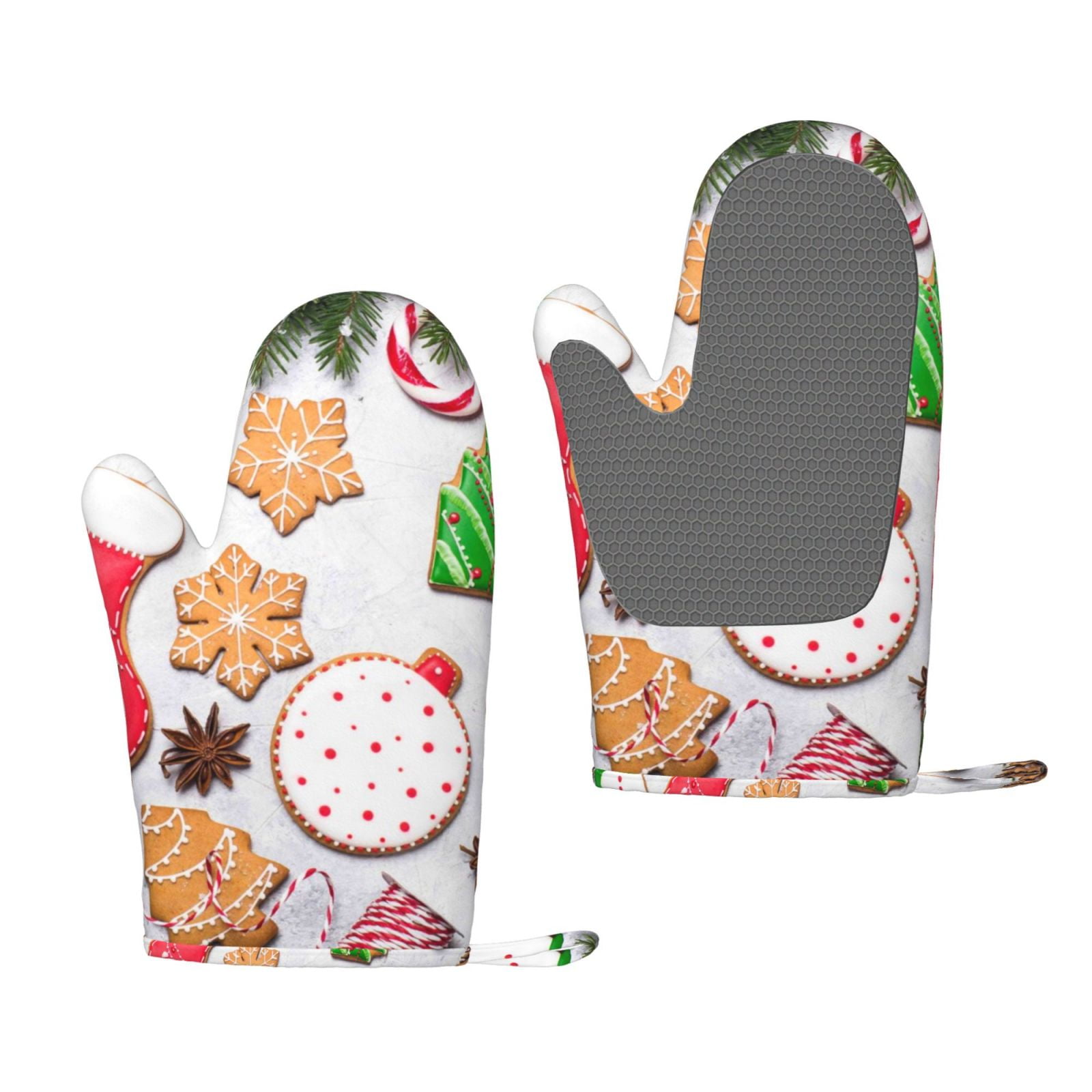 Gaeub Christmas Gingerbread Cookies Print Oven Mitts and Potholders BBQ ...