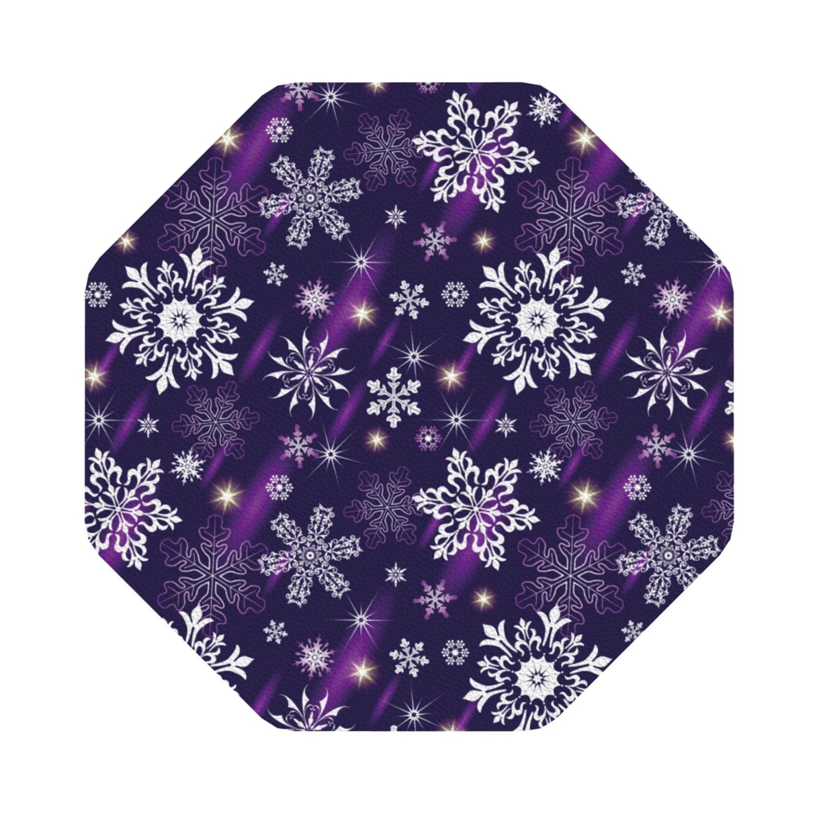 Gaeub Christmas Purple Snowflakes Print 6 Pcs Leather Coasters for ...
