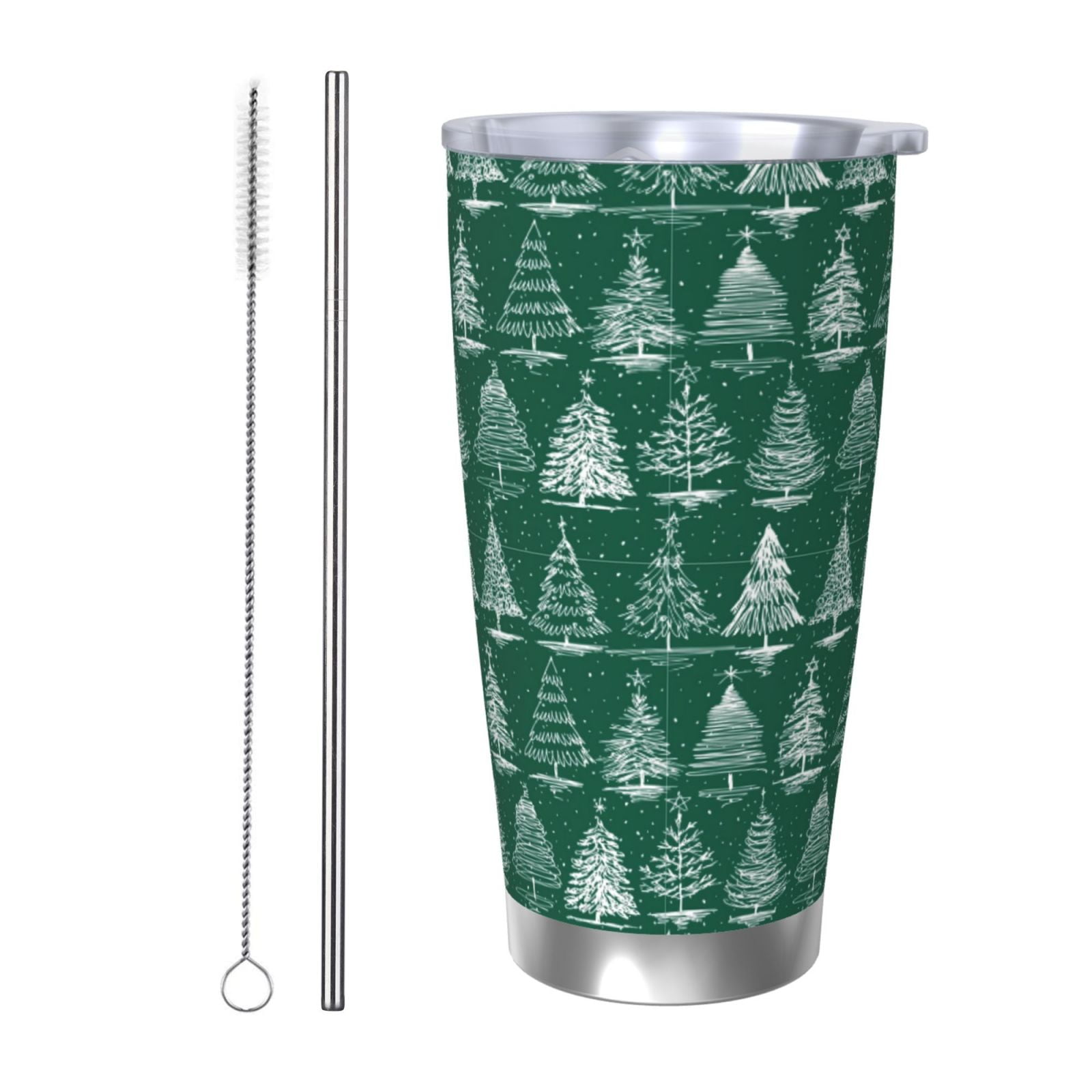Gaeub Christmas Trees Print 20-Ounce Stainless Steel Car Cup,Tumblers Cups with Lids and Straw ...