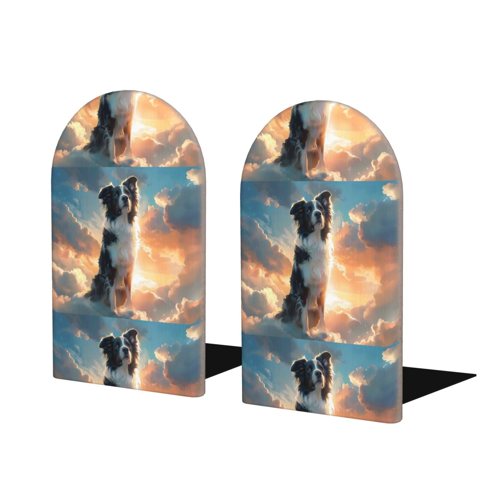 Gaeub Cloud Border Collie Wood Bookends, Non-Slip Bookends, Heavy Duty ...