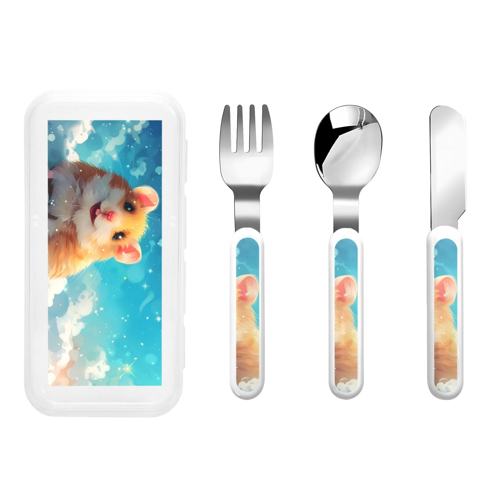 Gaeub Cloud Cute Hamster Print 3-Piece Children Knife Spoon Fork Set ...