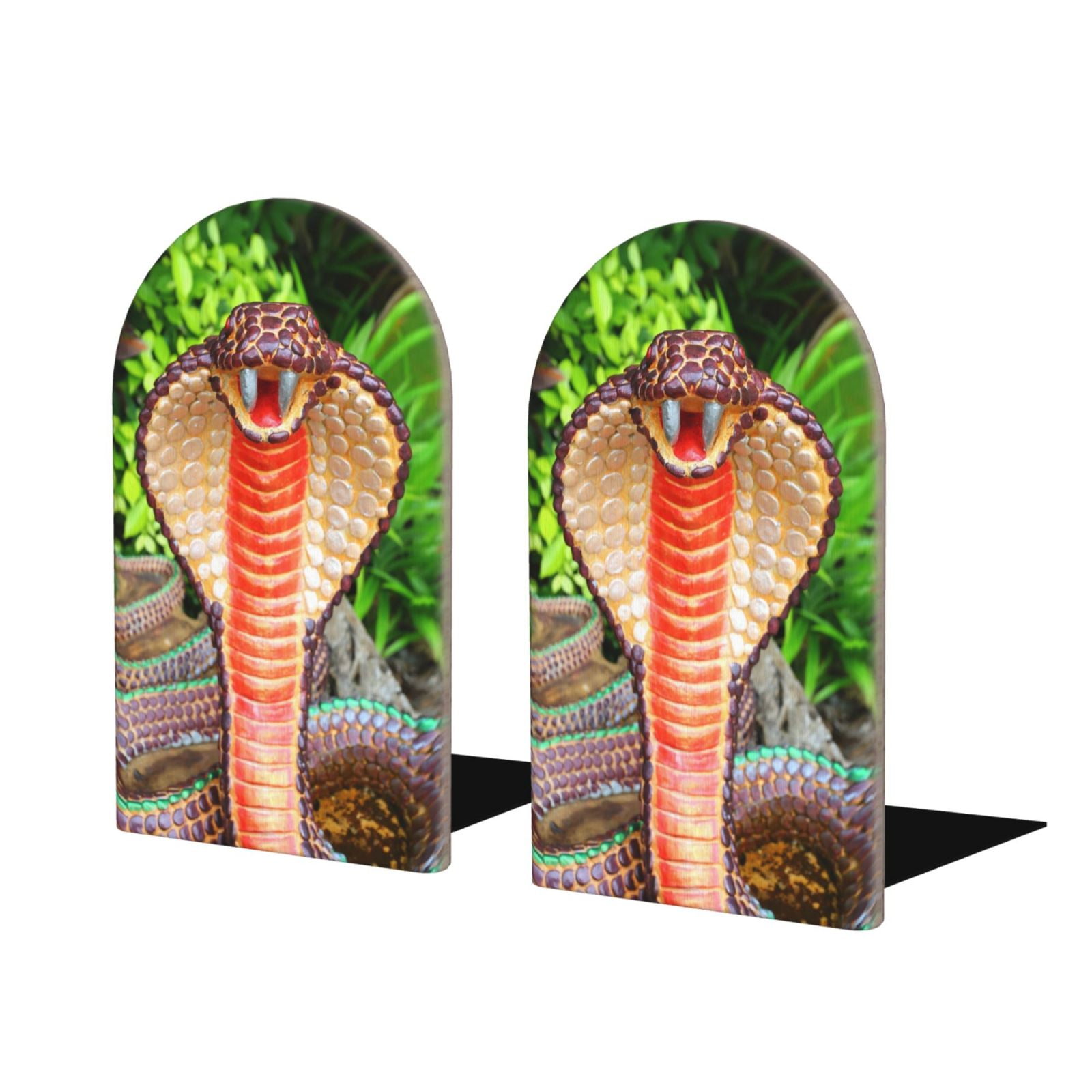 Gaeub Cobra Snake Wood Bookends, Non-Slip Bookends, Heavy Duty Wooden ...
