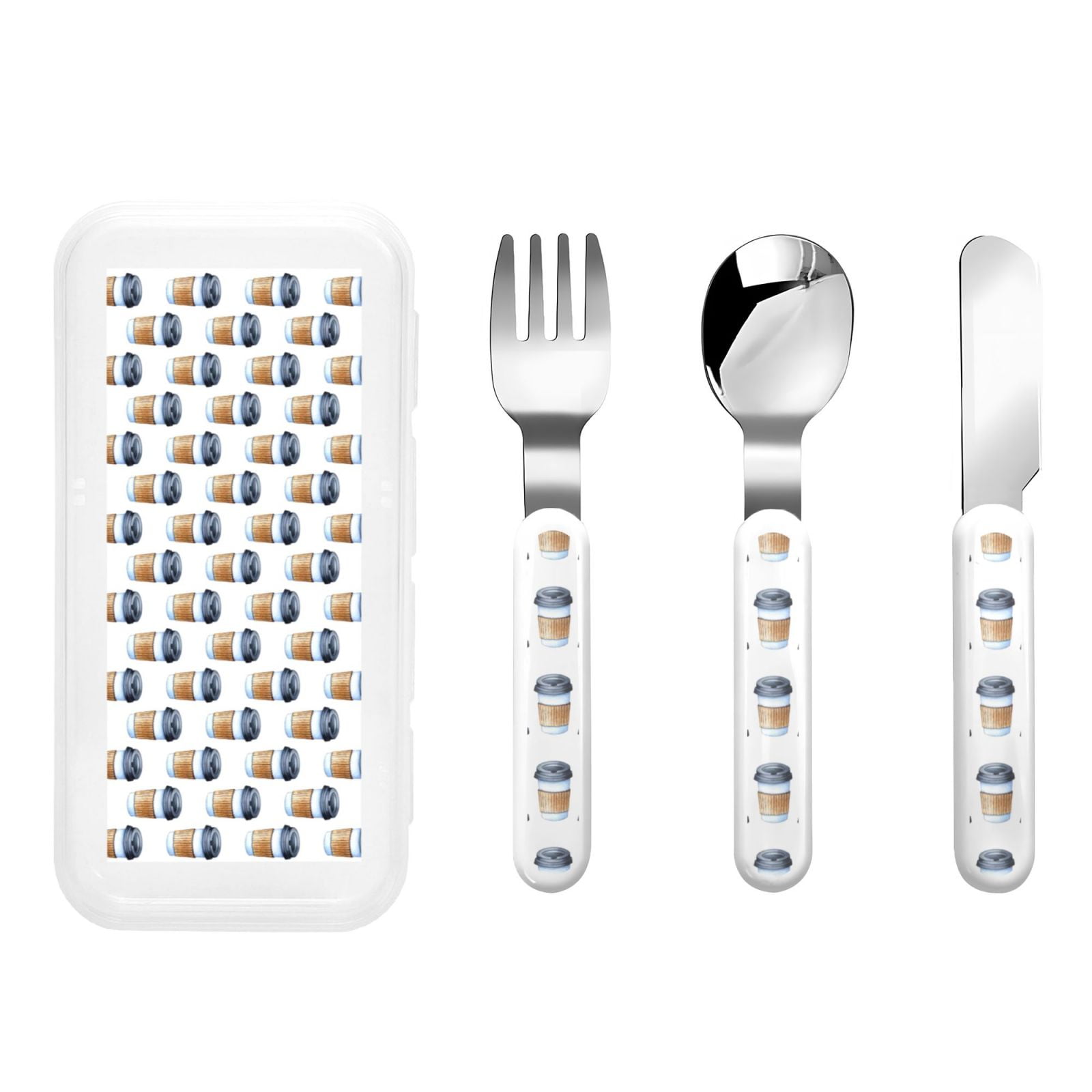 Gaeub Coffee To Go Pattern Print 3-Piece Children Knife Spoon Fork Set ...