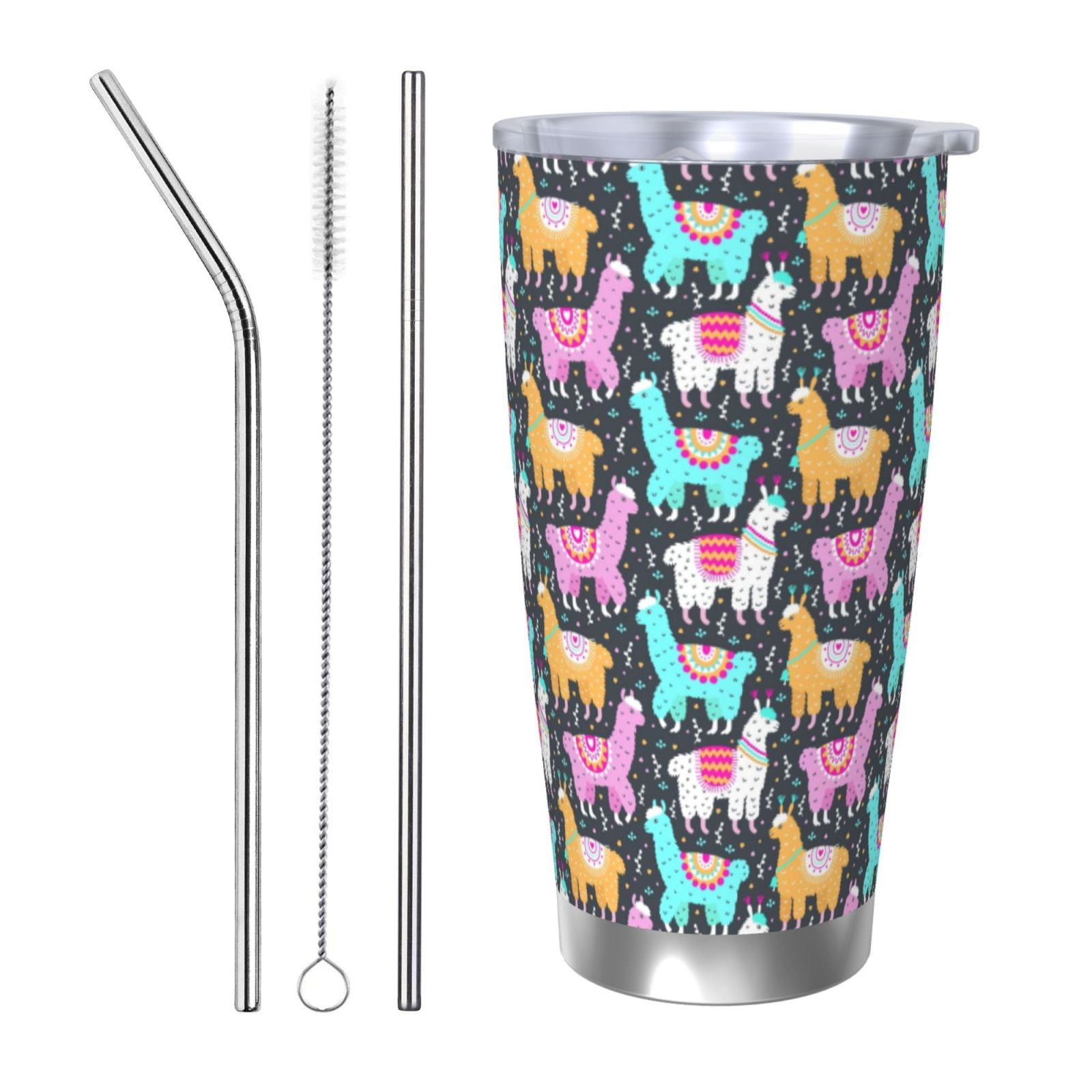 Gaeub Colorful Alpaca Print 20-Ounce Stainless Steel Car Cup,Tumblers ...