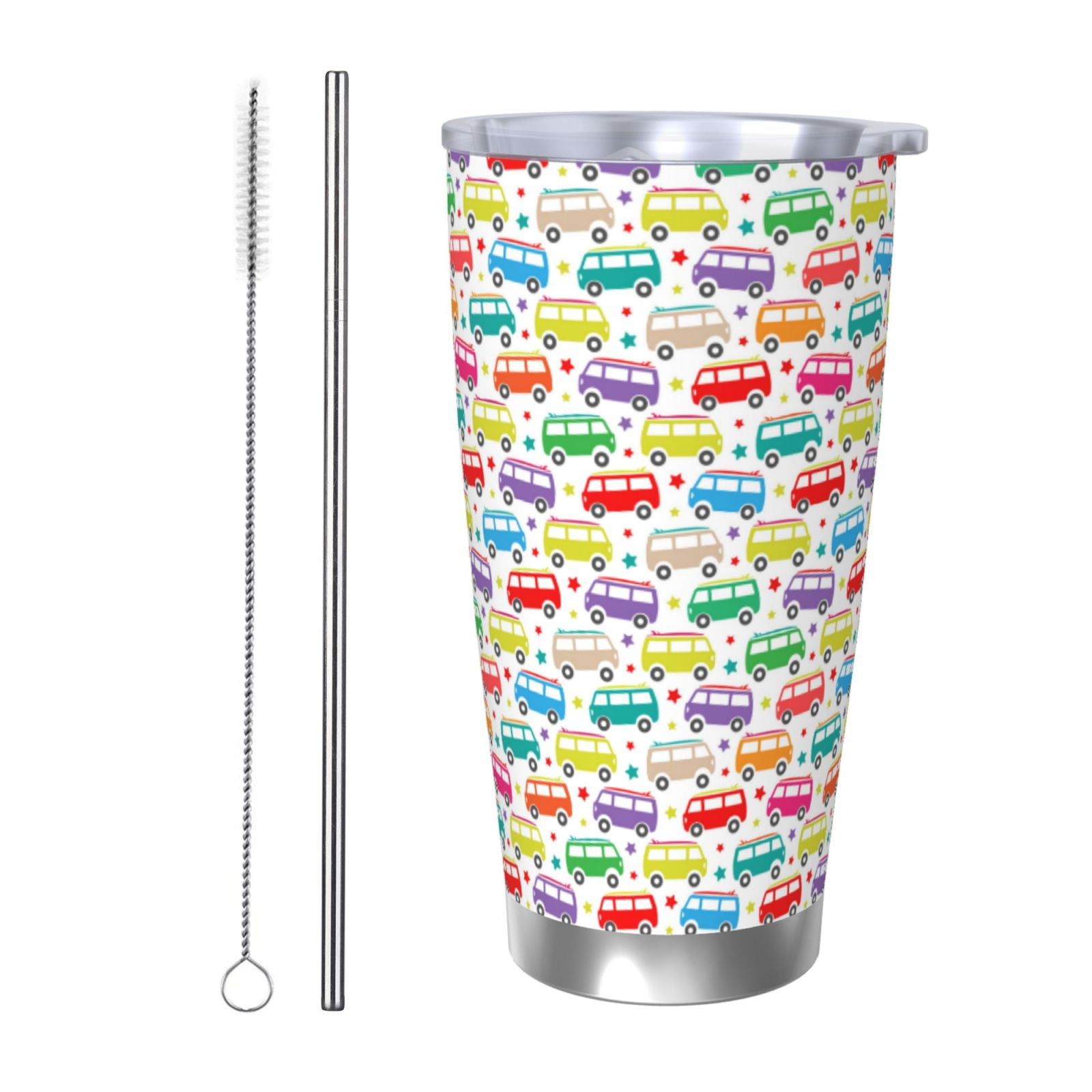 Gaeub Colorful Bus Print 20-Ounce Stainless Steel Car Cup,Tumblers Cups ...