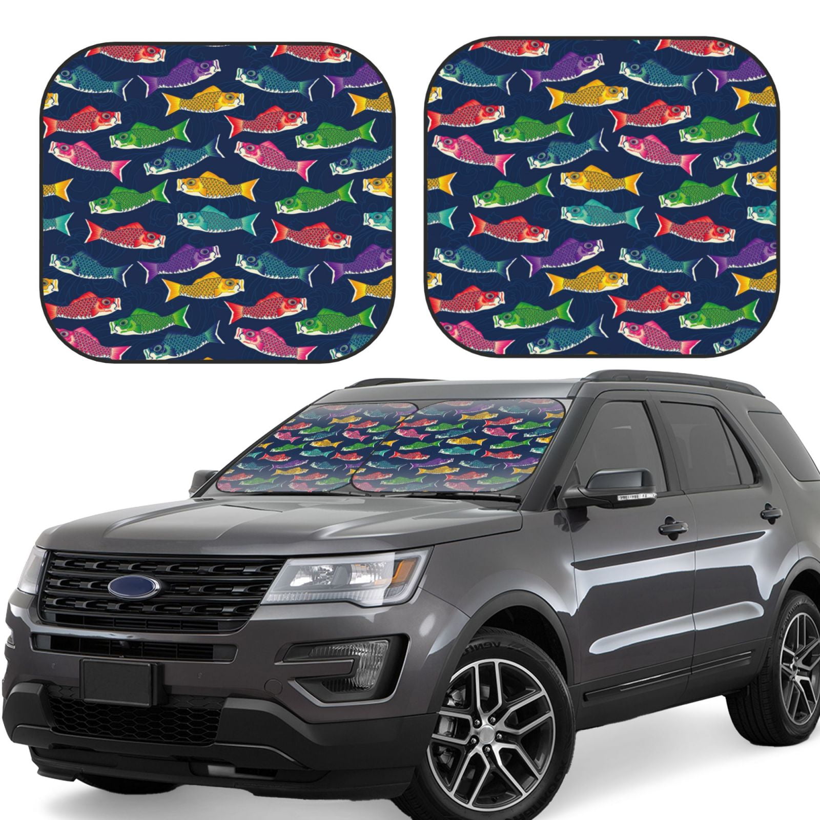 Gaeub Colorful Carp Streamer 1 Print 2-Piece Windshield Sun Shade ...