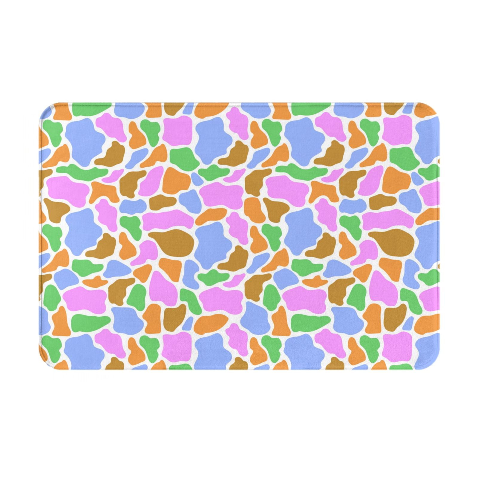 Gaeub Colorful Cow Skin Print Door Mat with Heavy Duty Backing,Welcome ...