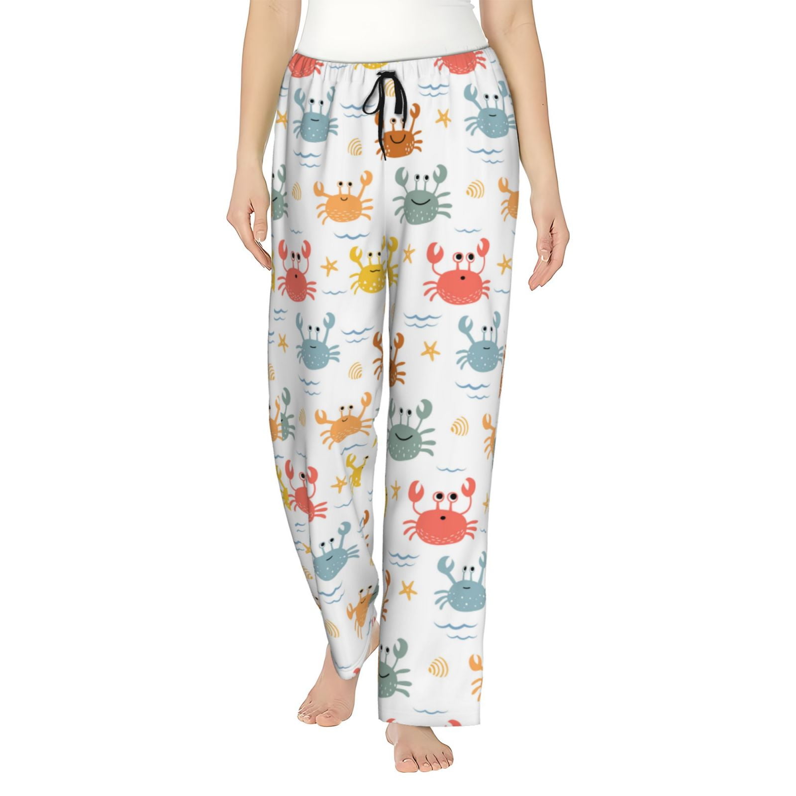 Gaeub Colorful Crabs Soft Pajama Pants for Women, Wide Leg Comfy Casual ...