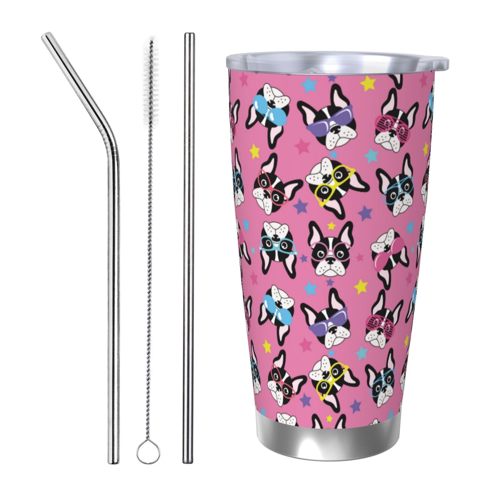 Gaeub Colorful Cute French Bulldog Print 20-Ounce Stainless Steel Car ...