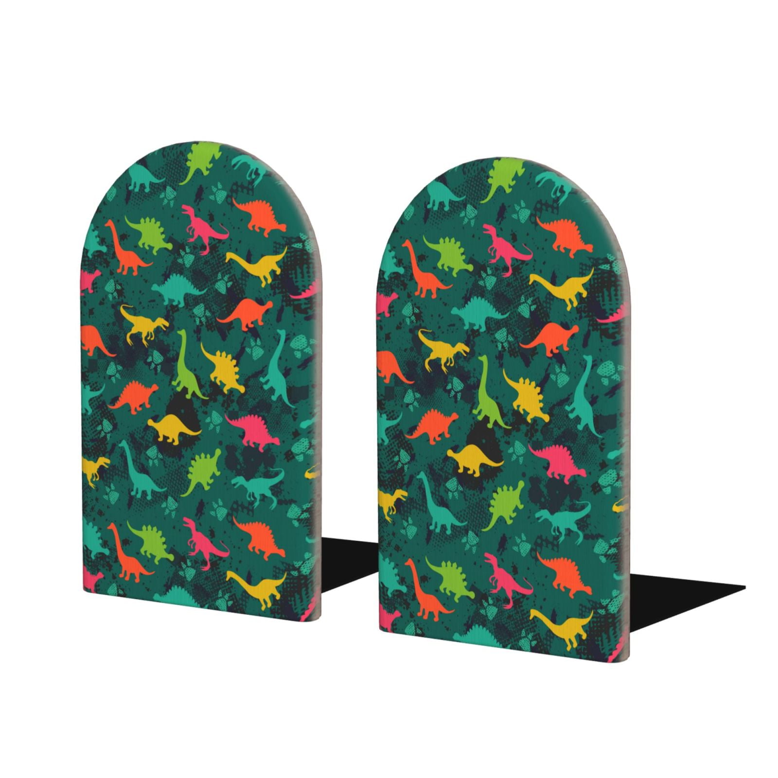 Gaeub Colorful Dinosaurs Wood Bookends, Non-Slip Bookends, Heavy Duty ...