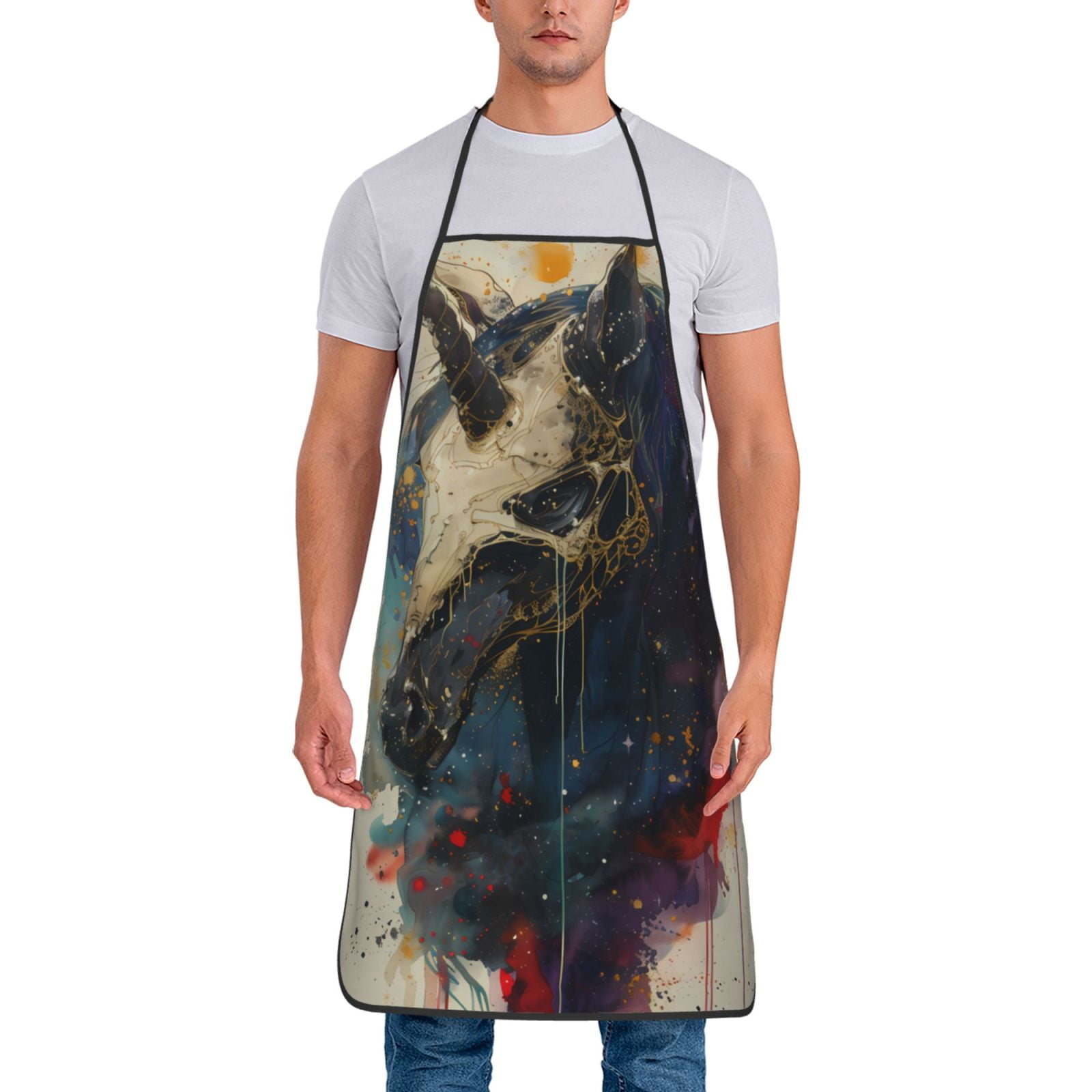 Gaeub Colorful Ink Cute Horse Print Apron for Men and Women,Waterproof ...