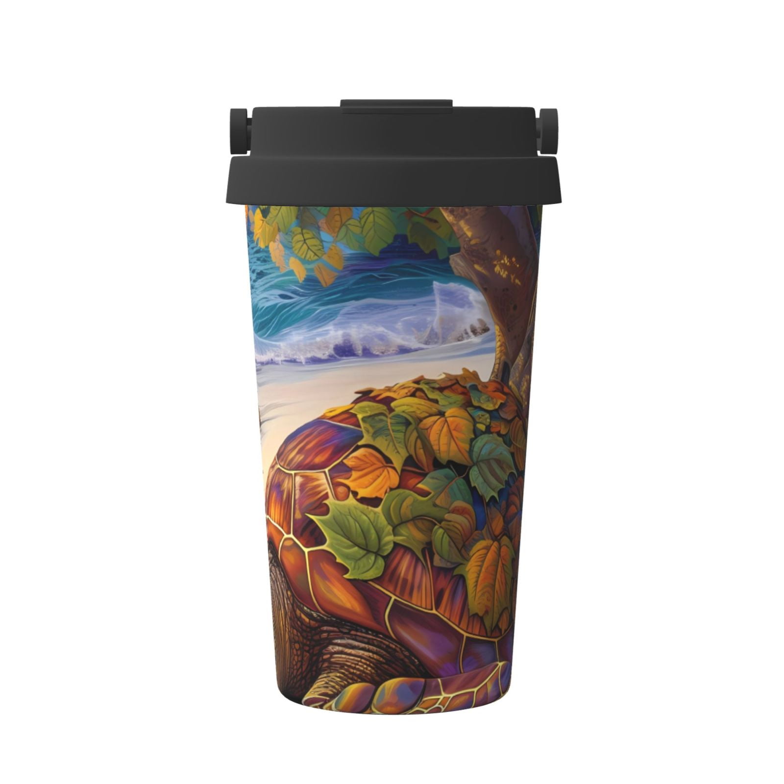 Gaeub Colorful Maple Leaf Beach Turtle Print Travel Mug, Insulated ...