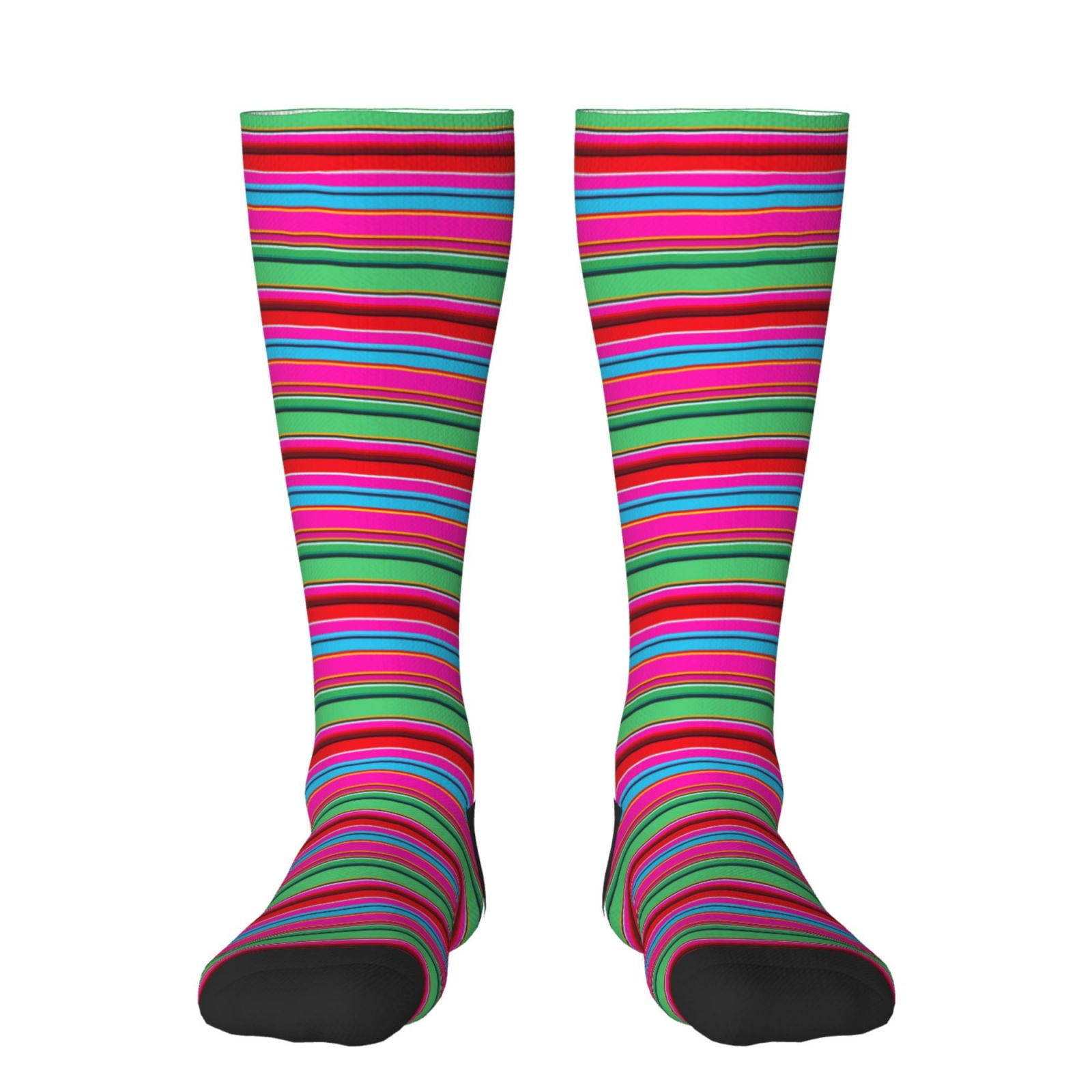 Gaeub Colorful Mexican Stripes Printed Design Socks Stretchy High Tube ...