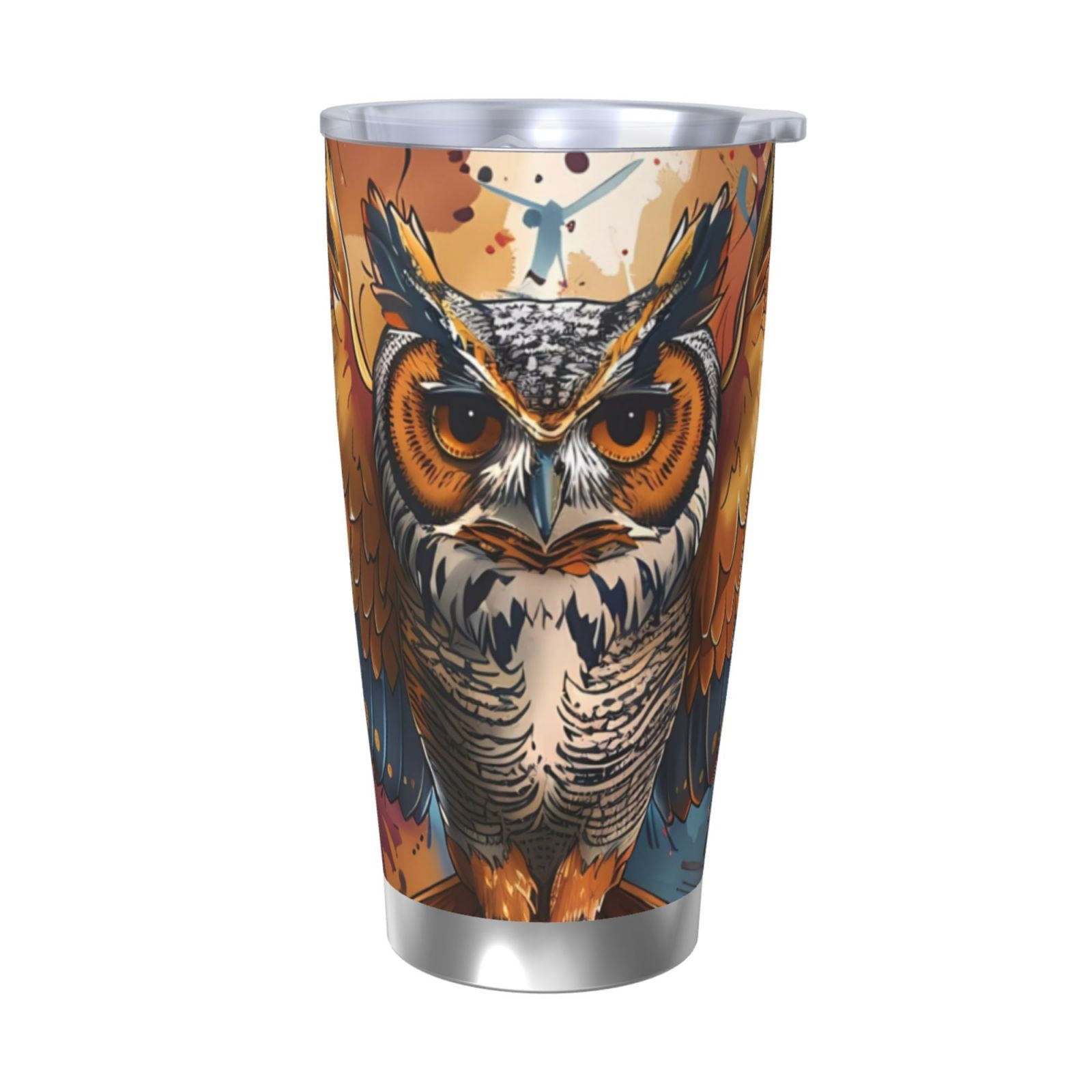 Gaeub Colorful Owl Tattoo Art Print 20-Ounce Stainless Steel Car Cup ...