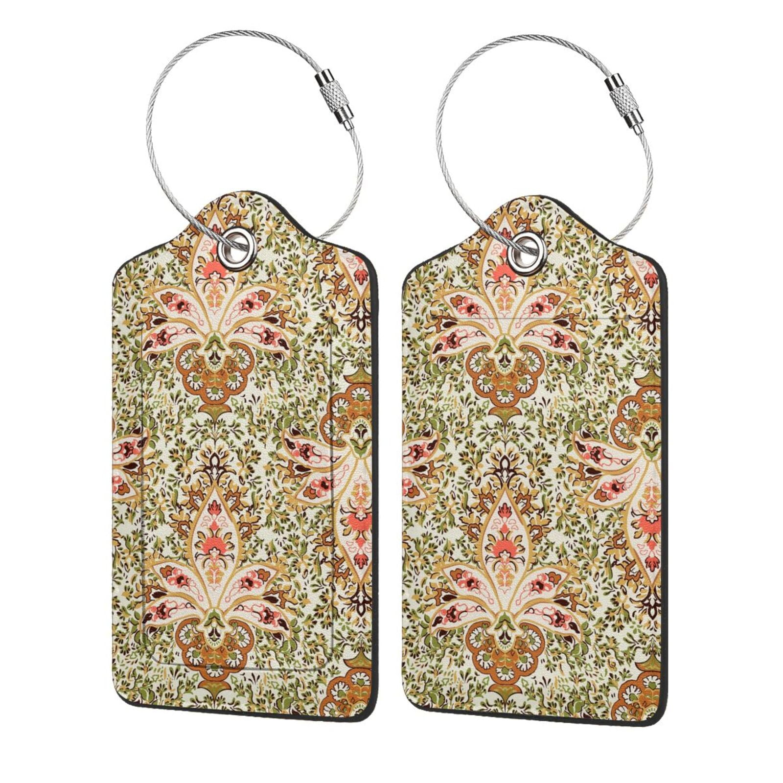Gaeub Colorful Paisley Print Luggage Tag for Suitcase, Travel Leather ...
