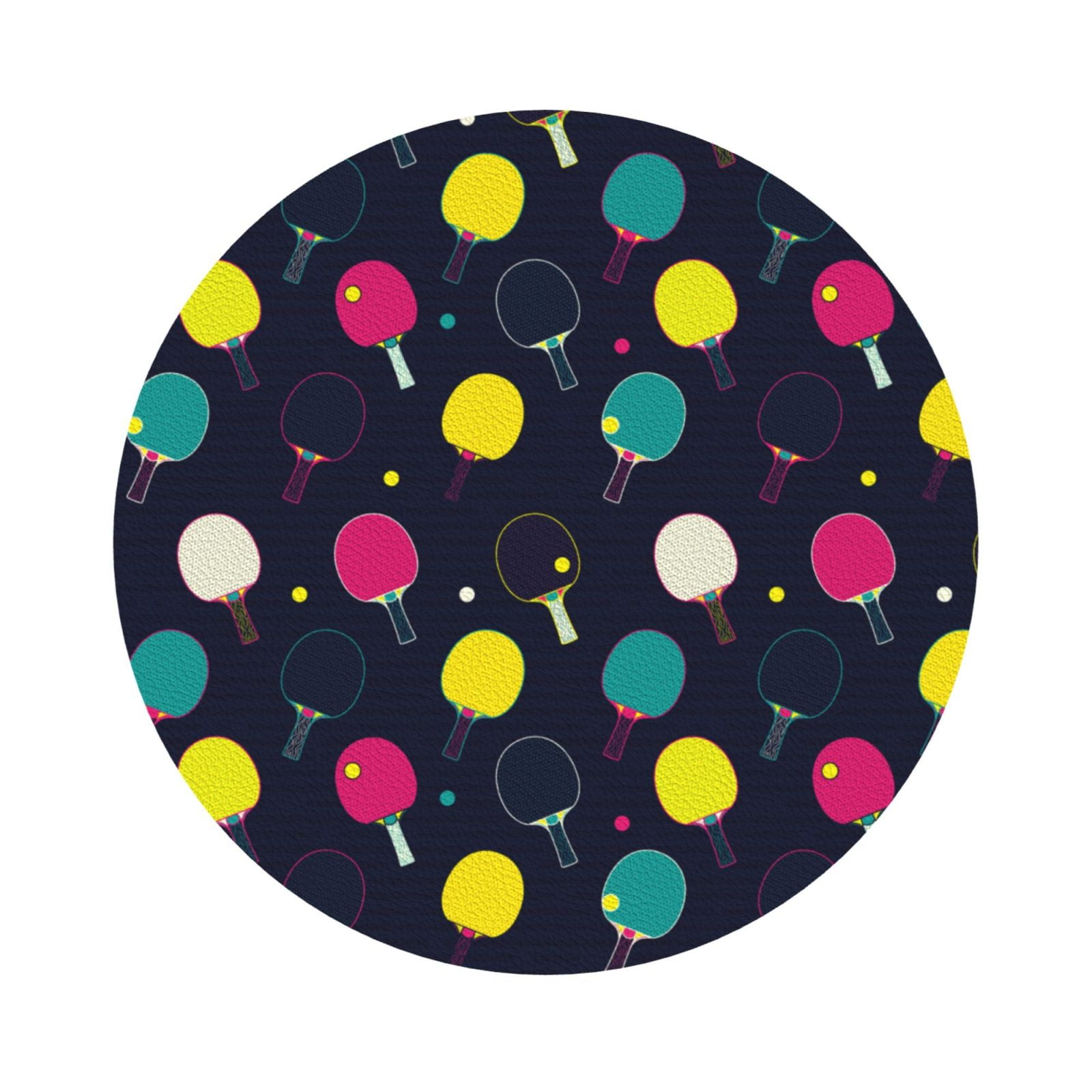Gaeub Colorful Ping Pong Rackets Print 6 Pcs Leather Coasters for ...