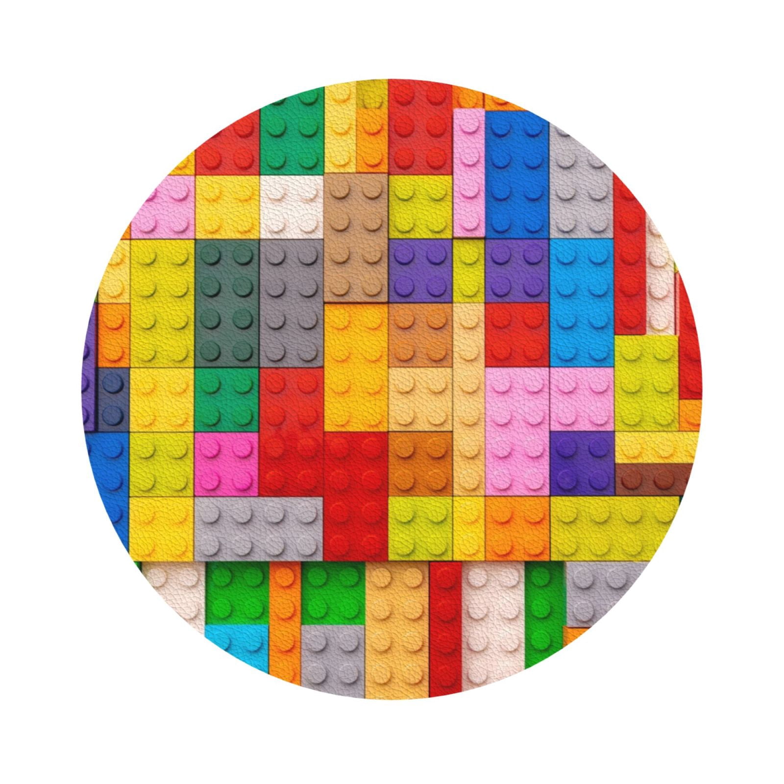 Gaeub Colorful Plastic Blocks Pattern Print 6 Pcs Leather Coasters for ...
