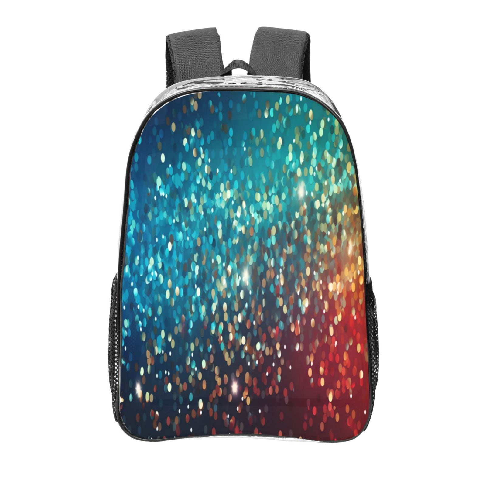 Gaeub Colorful Rainbow Glitter Print Clear Backpack ,Clear Transparent ...