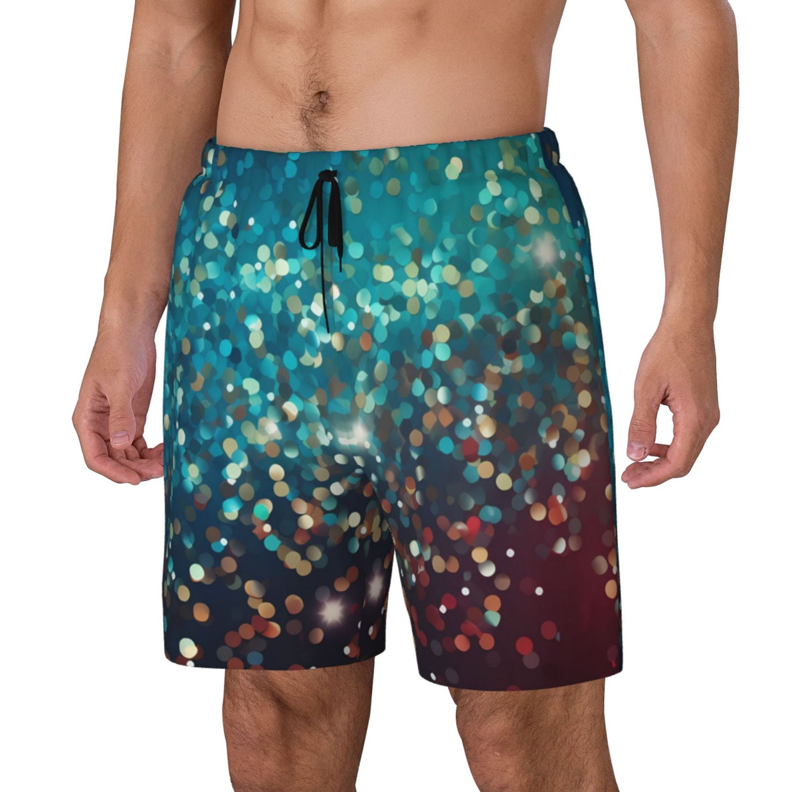 Gaeub Colorful Rainbow Glitter Print Mens Swim Trunks with Compression ...