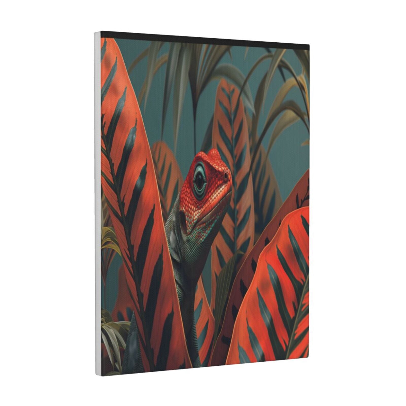 Gaeub Colorful Reptile And Leaves Print Canvas Wall Art for Bathrooms ...