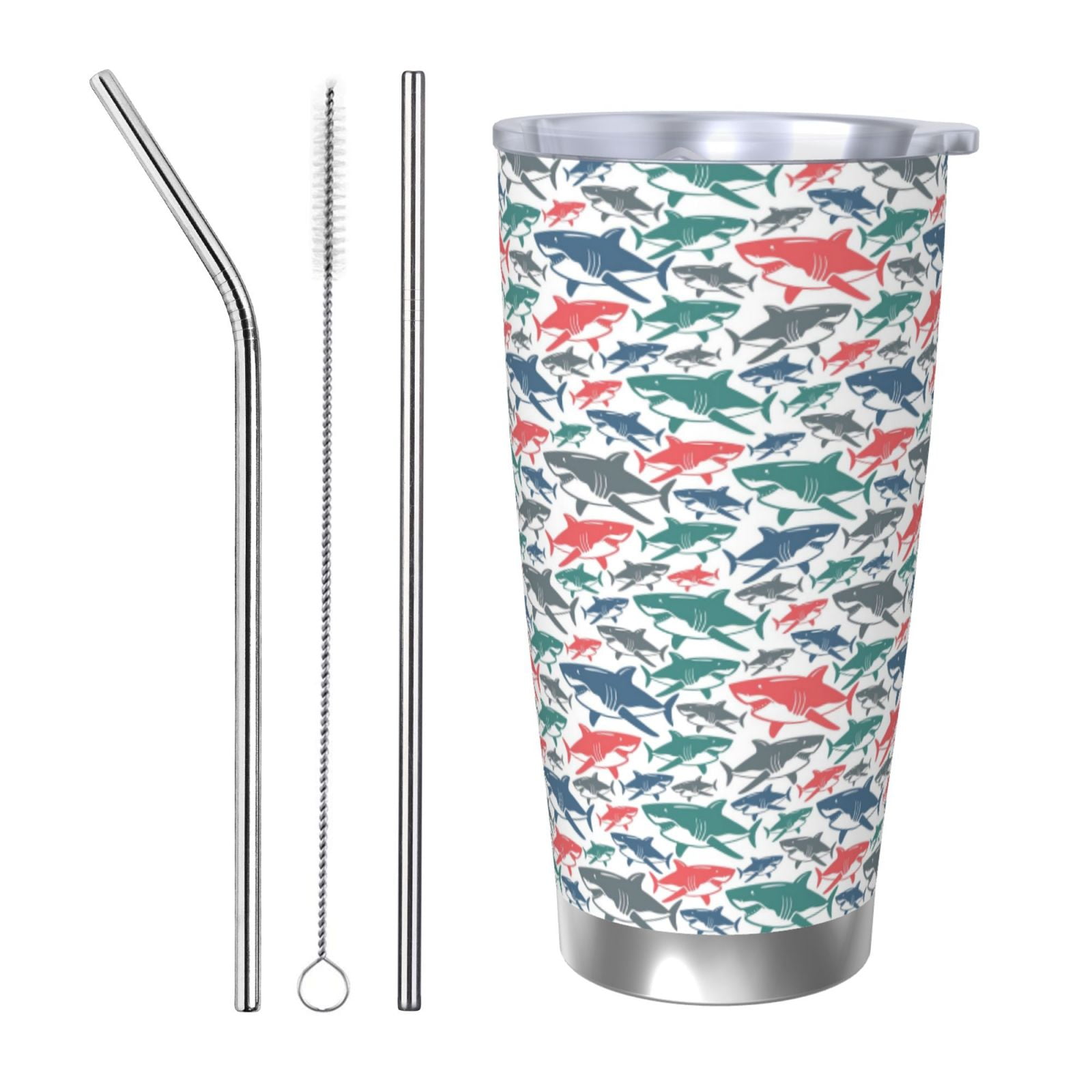 Gaeub Colorful Shark Print 20-Ounce Stainless Steel Car Cup,Tumblers ...