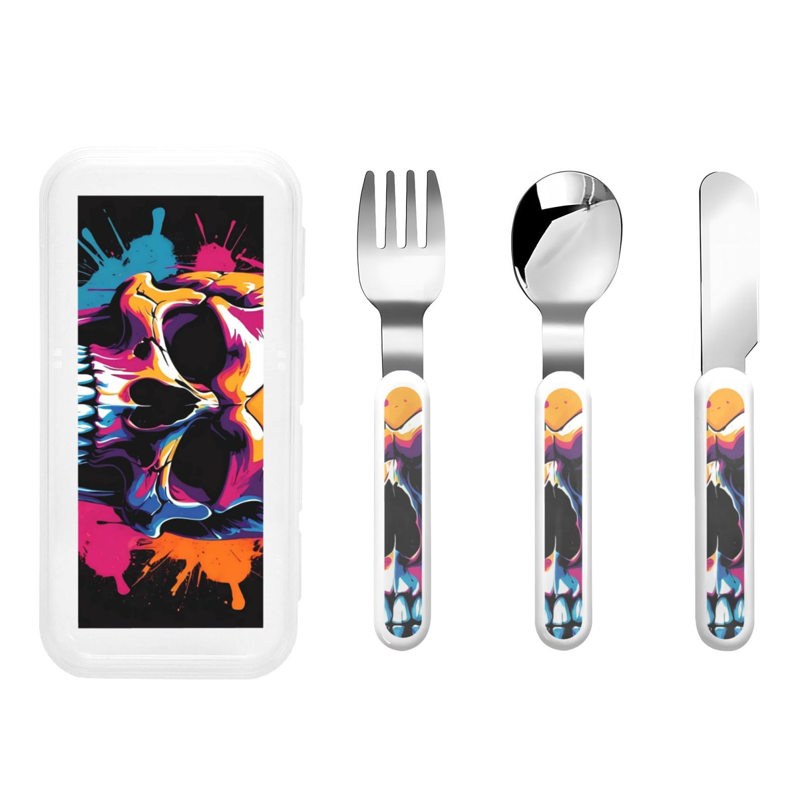Gaeub Colorful Skull Print 3-Piece Children Knife Spoon Fork Set ...
