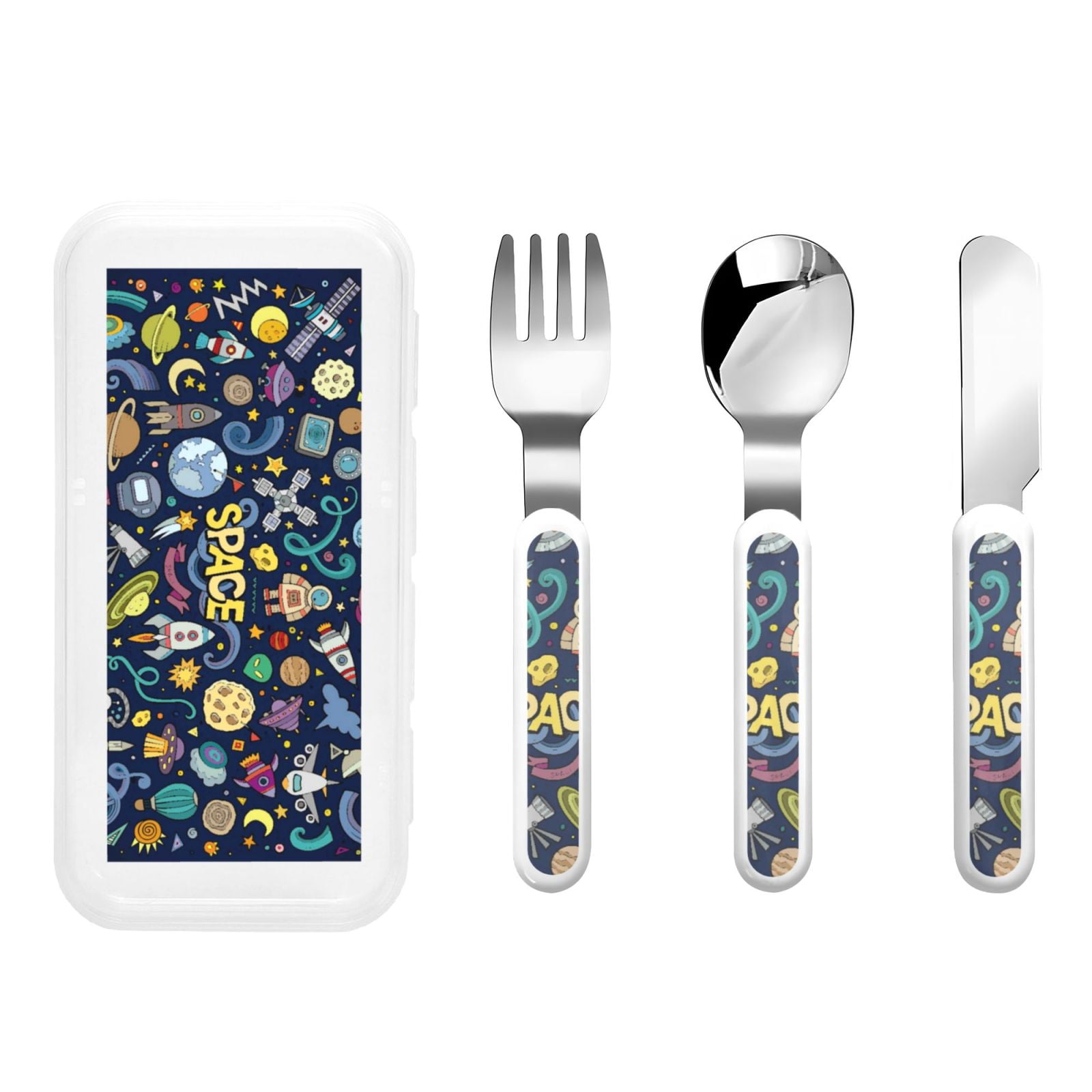 Gaeub Colorful Space Print 3-Piece Children Knife Spoon Fork Set ...