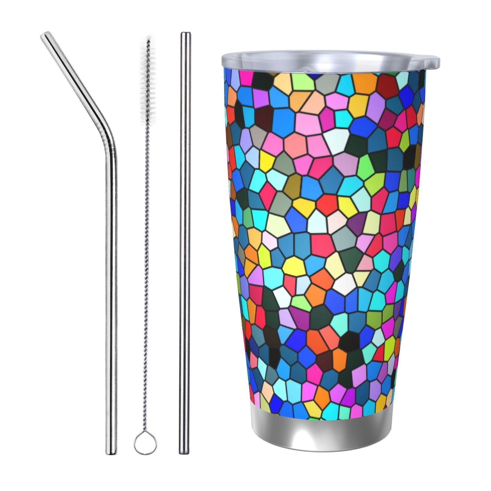 Gaeub Colorful Tie Dye Stained Glass 2 Print 20-Ounce Stainless Steel ...