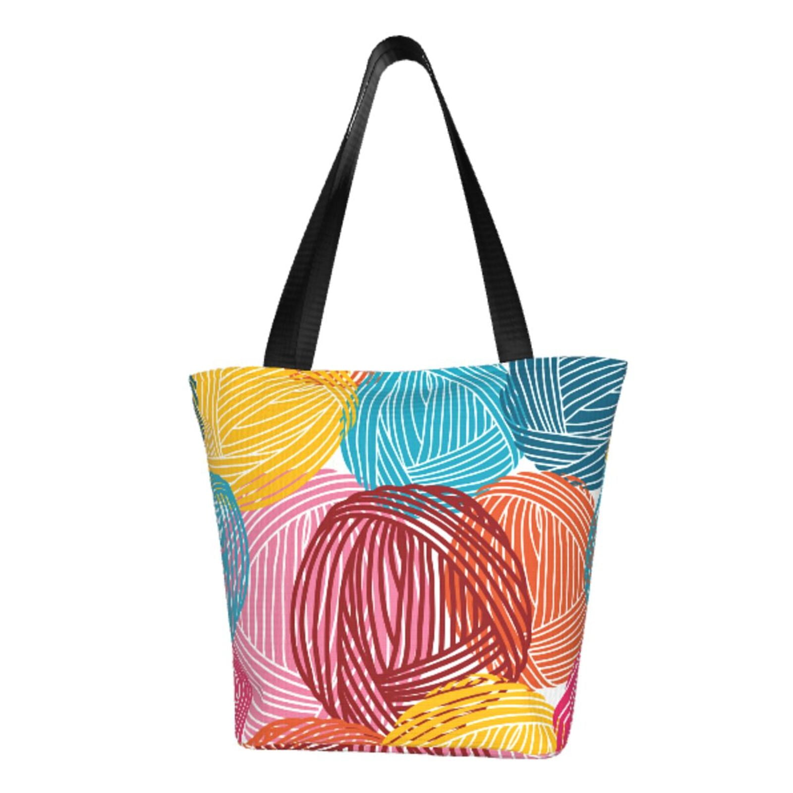 Gaeub Colorful Wool Balls Printed Tote Bag Grocery Bag Reusable ...
