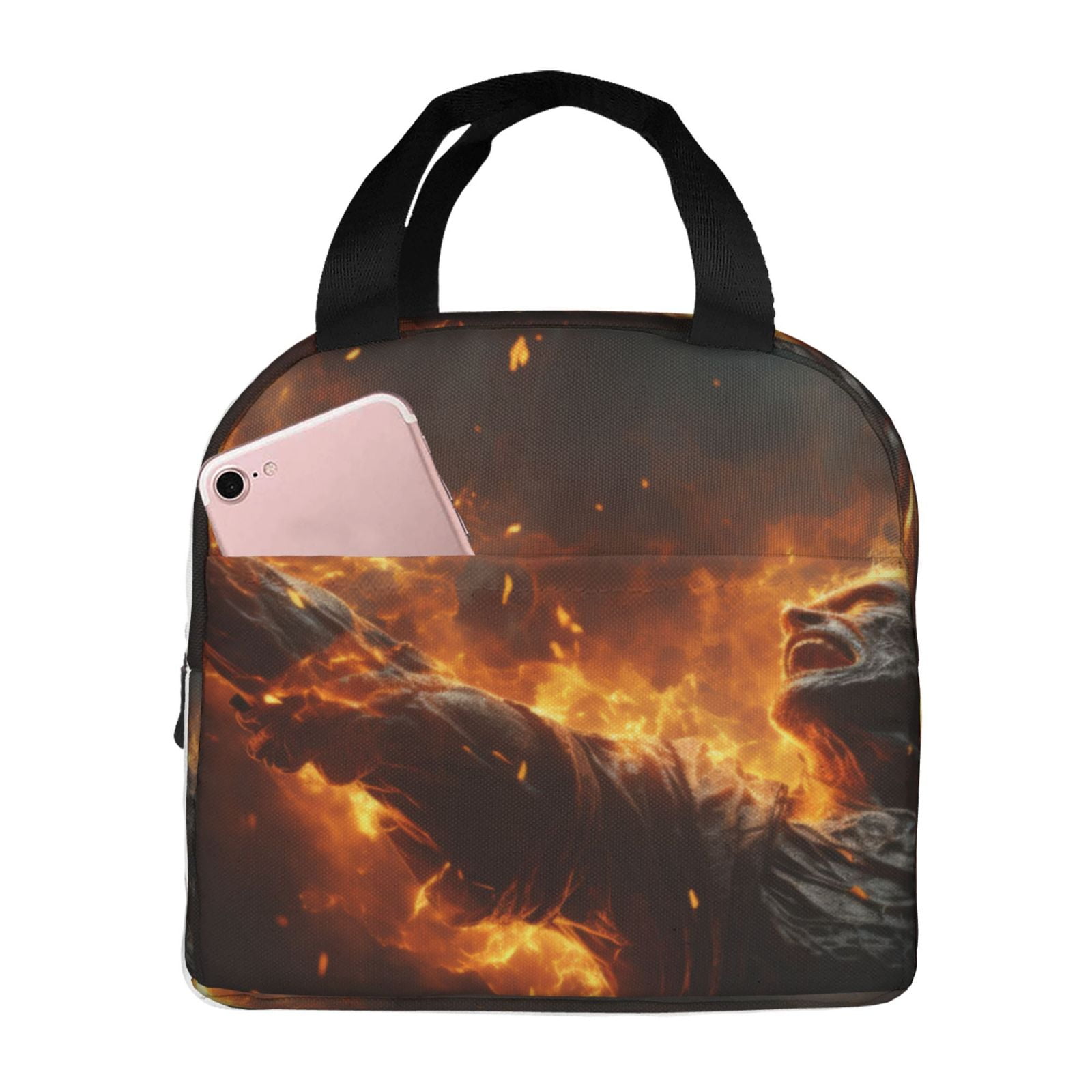 Gaeub Cool Fire Man Print Lunch Bag Lunch Box for Women Men,Reusable ...