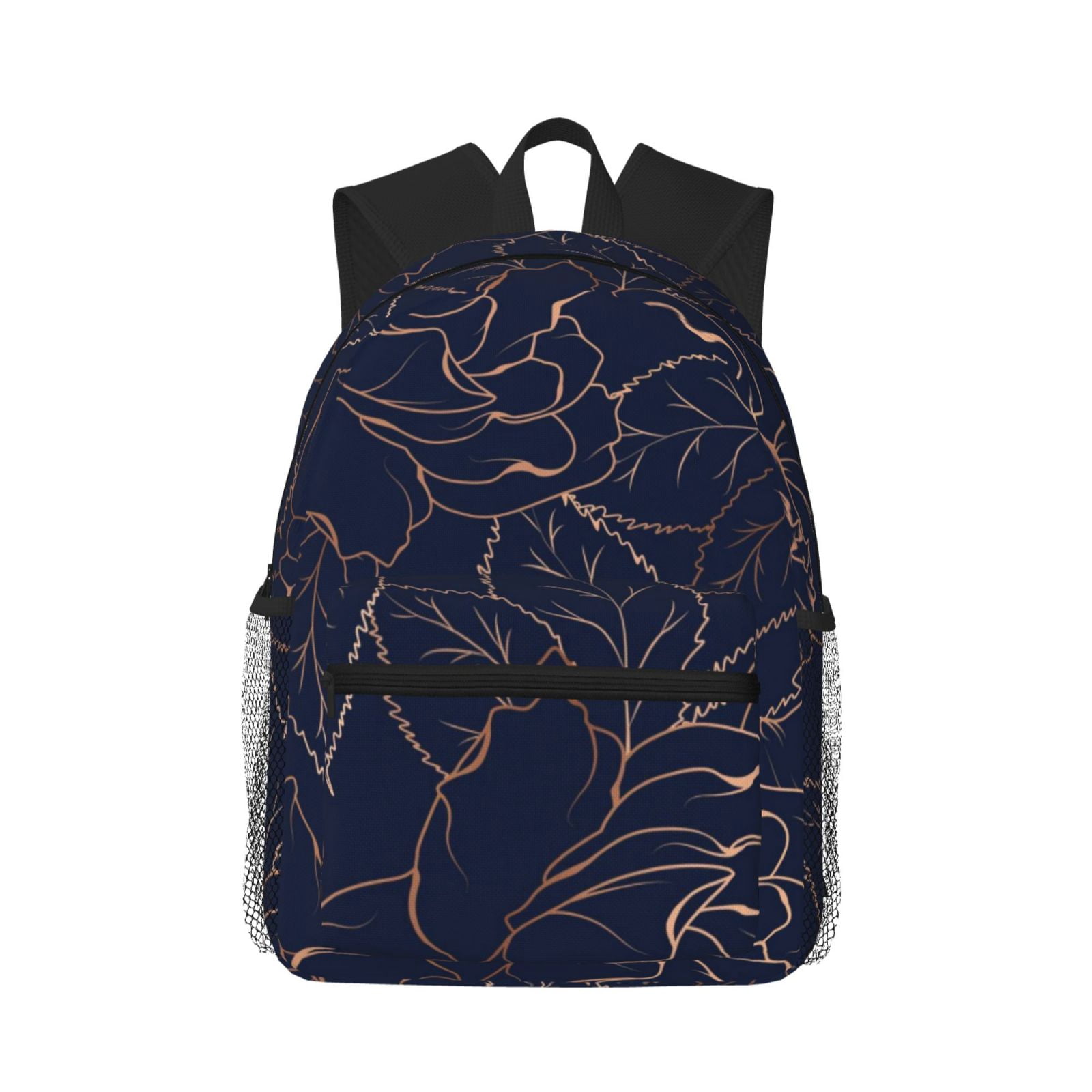 Gaeub Copper-Gold Gloss Outline Navy Dark Blue School Backpack ...