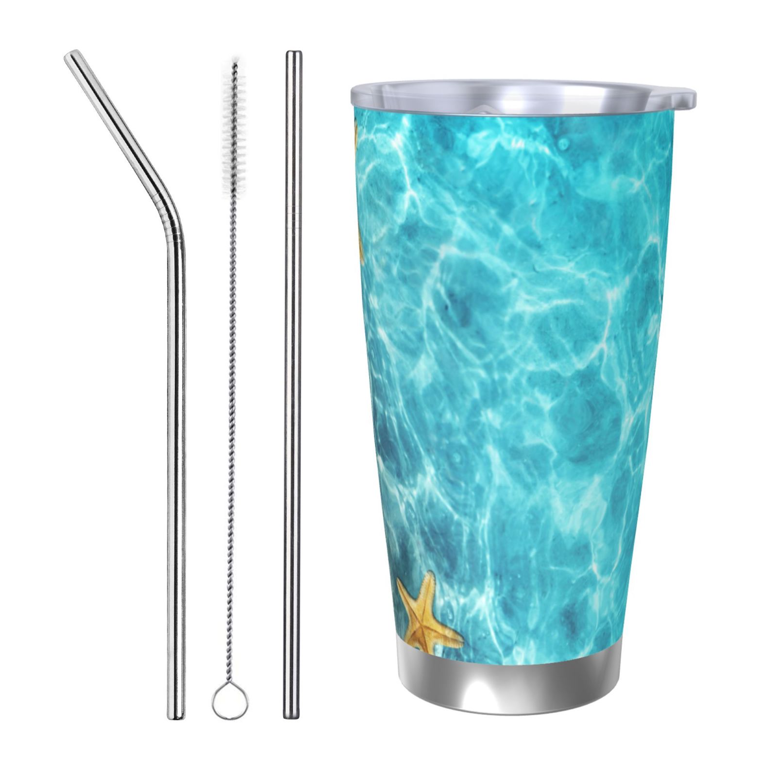 Gaeub Coral And Seashell On The Beach Print 20-Ounce Stainless Steel ...