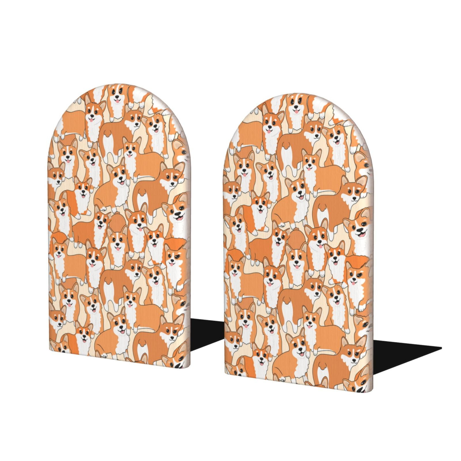 Gaeub Corgi Animal Wood Bookends, Non-Slip Bookends, Heavy Duty Wooden ...