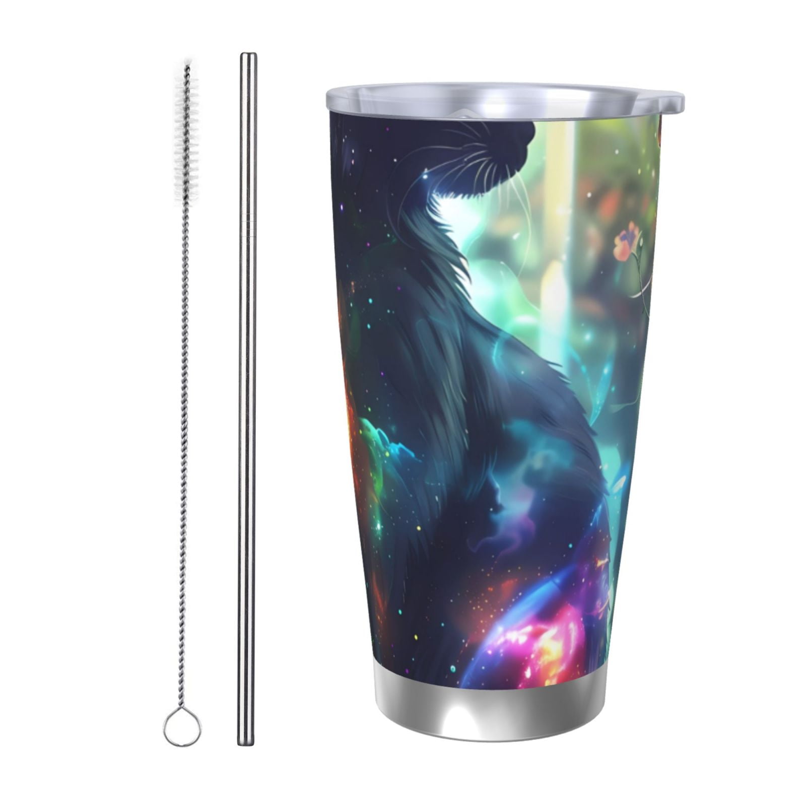 Gaeub Cosmic Cat In Window Print 20-Ounce Stainless Steel Car Cup ...