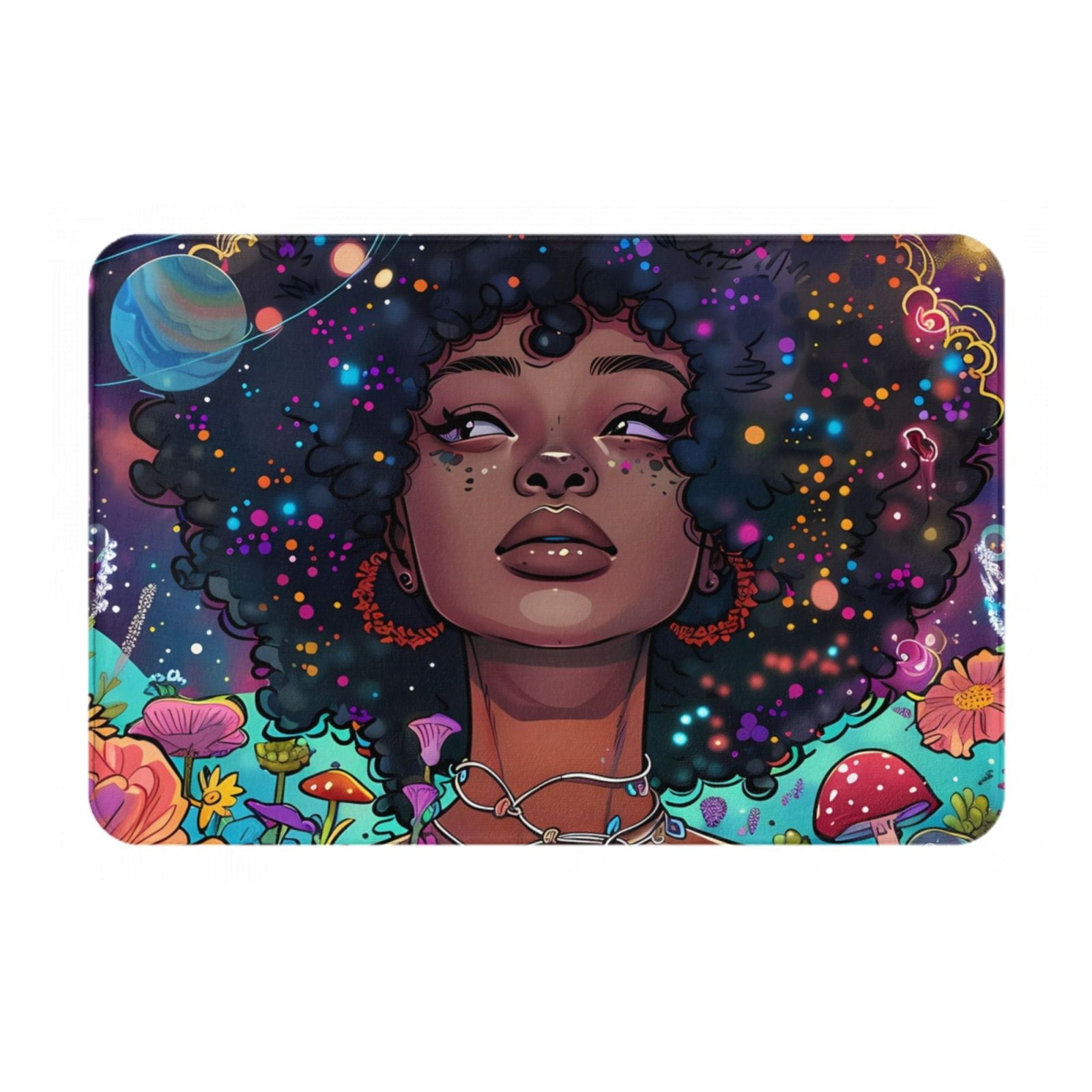 Gaeub Cosmic Garden Woman Portrait Print Door Mat with Heavy Duty ...