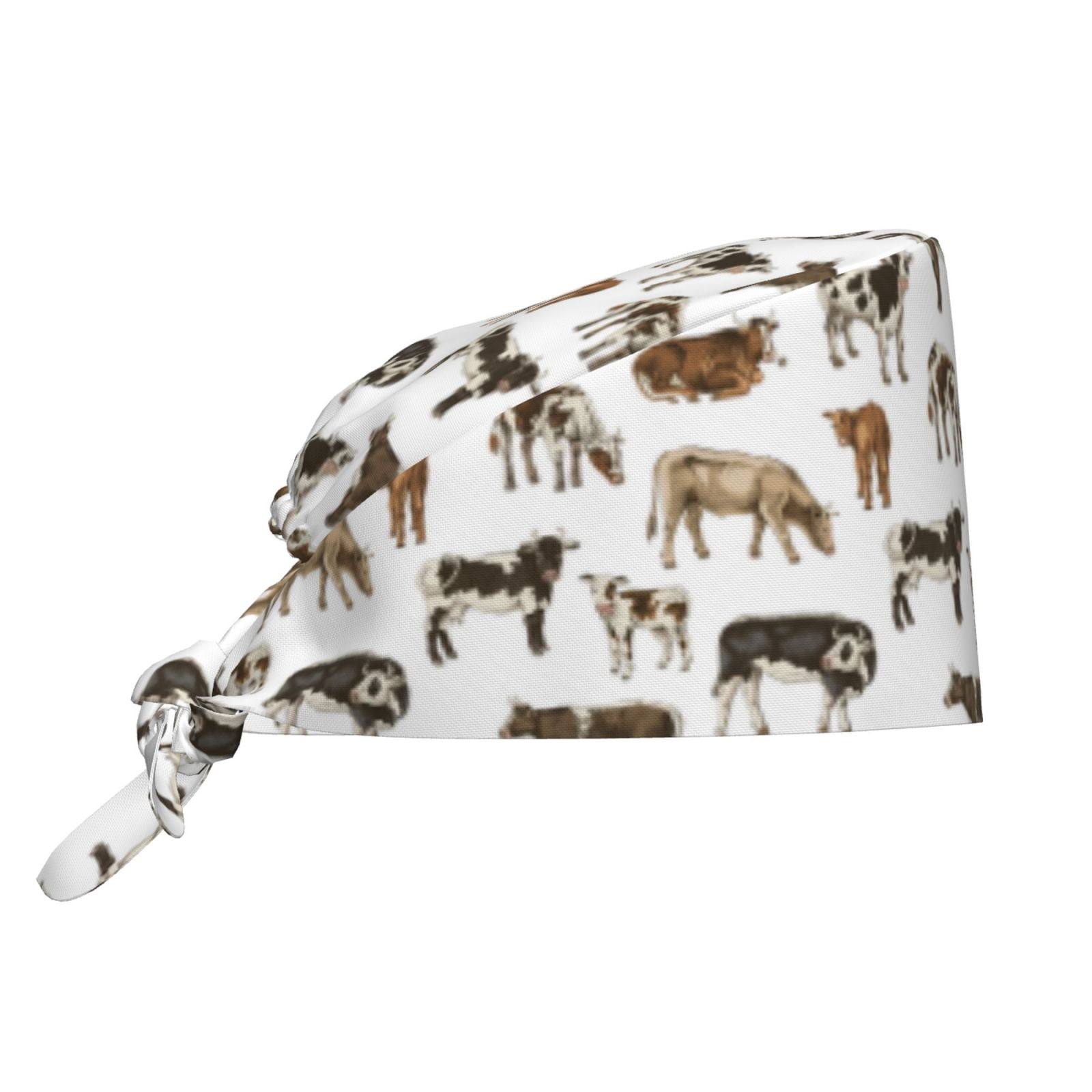 Gaeub Cow Print Cleaning Working Cap,Unisex Scrub Cap Nurse Hat,No-Slip ...