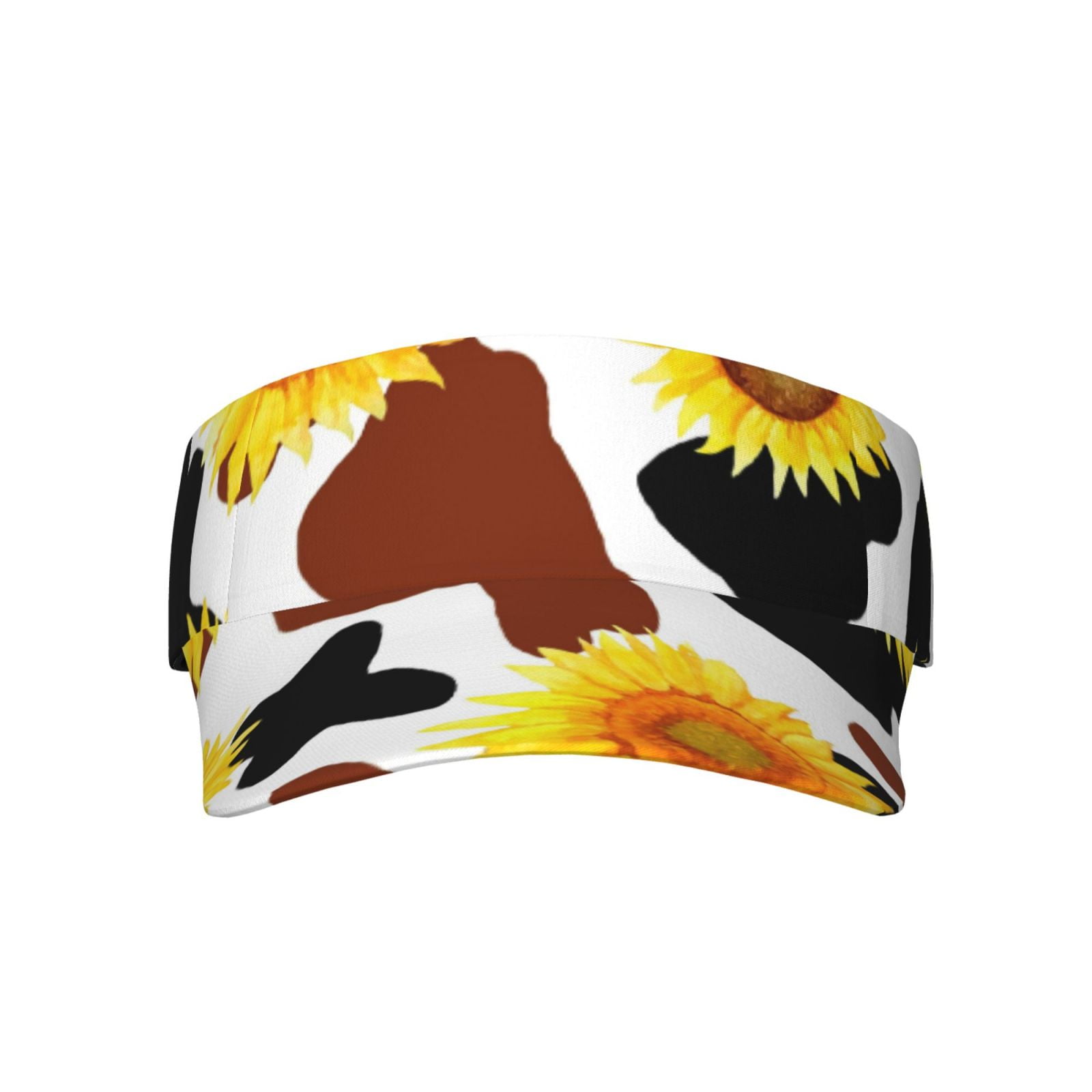 Gaeub Cow Print Sunflower Sun Visor Hats with Empty Top and Adjustable ...