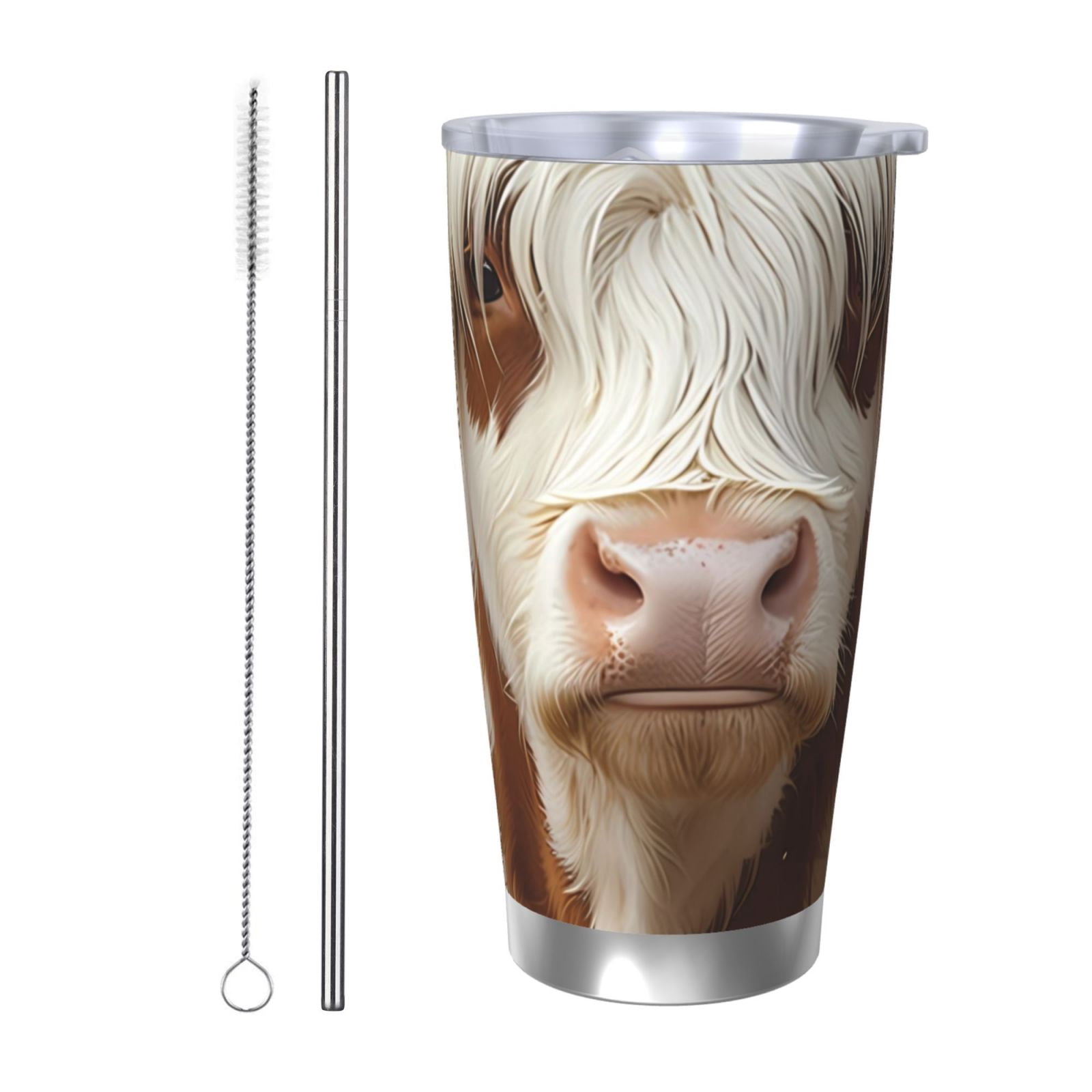 Gaeub Cow With Butterflies Print 20-Ounce Stainless Steel Car Cup ...