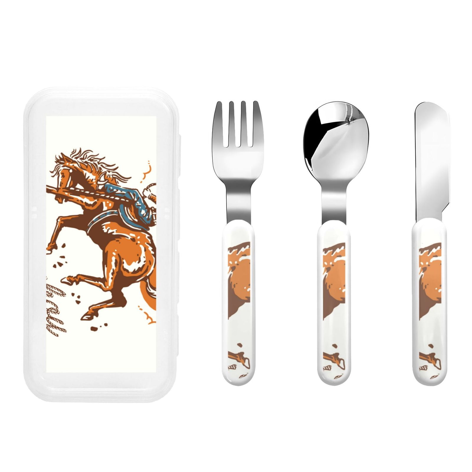 Gaeub Cowboy Riding Horse Print 3-Piece Children Knife Spoon Fork Set ...