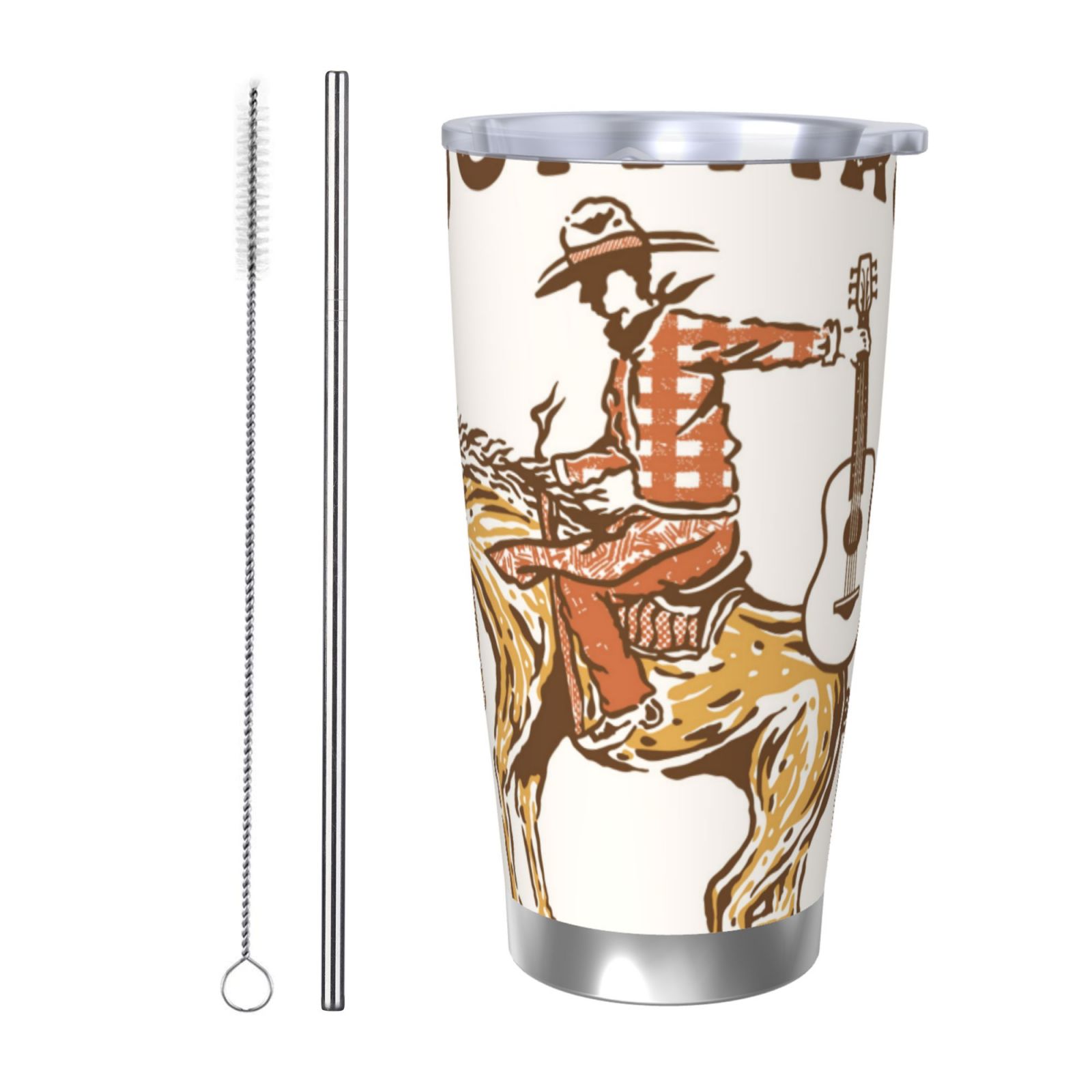 Gaeub Cowboy Rodeo Guitar Print 20-Ounce Stainless Steel Car Cup ...