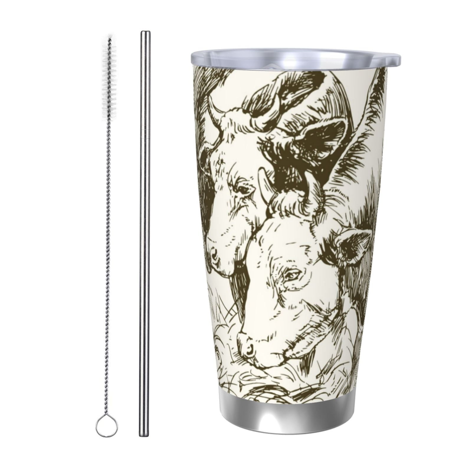 Gaeub Cows Grazing On Meadow 1 Print 20-Ounce Stainless Steel Car Cup ...