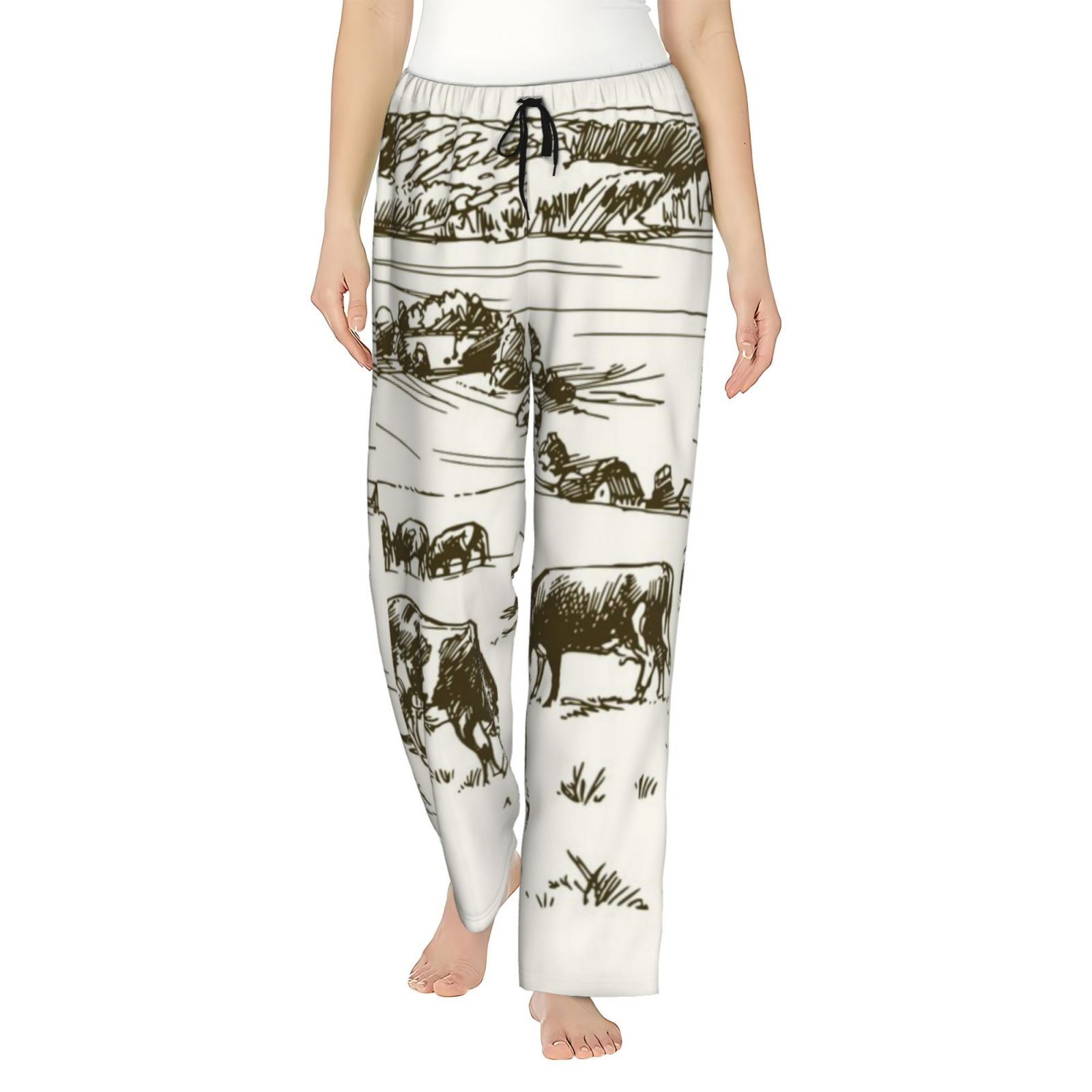 Gaeub Cows Grazing On The Meadow 1 Soft Pajama Pants for Women, Wide ...