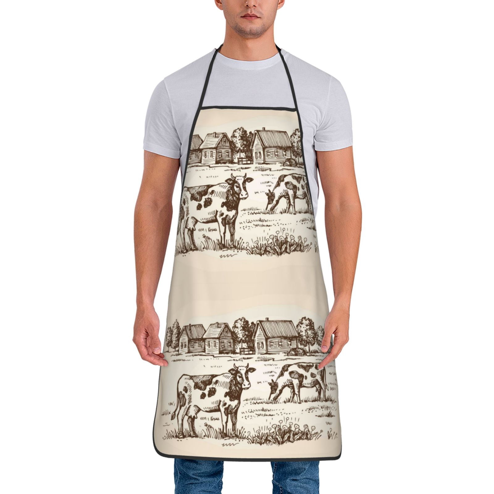 Gaeub Cows On The Farm Print Apron for Men and Women,Waterproof Apron ...