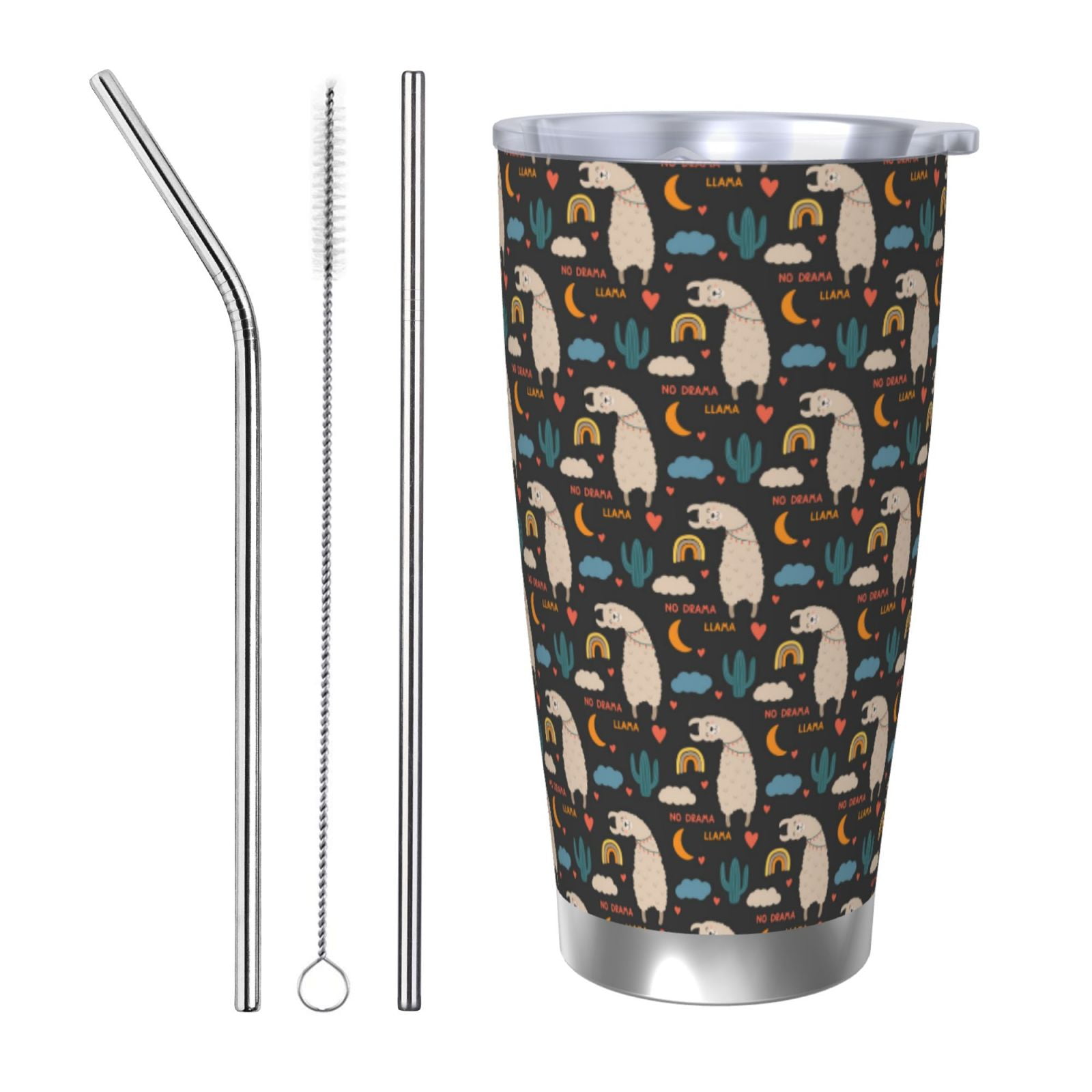 Gaeub Cute Alpaca Print 20-Ounce Stainless Steel Car Cup,Tumblers Cups ...
