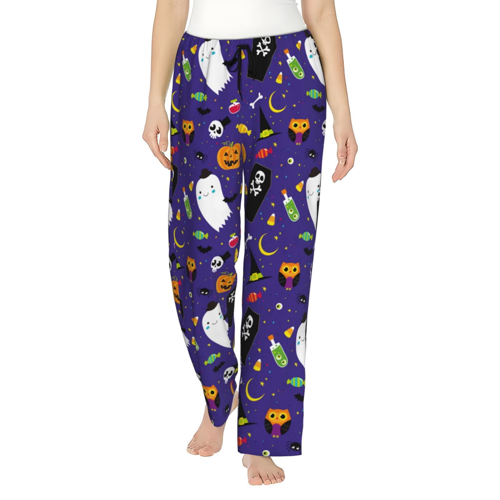 Gaeub Cute And Creepy Soft Pajama Pants for Women, Wide Leg Comfy ...