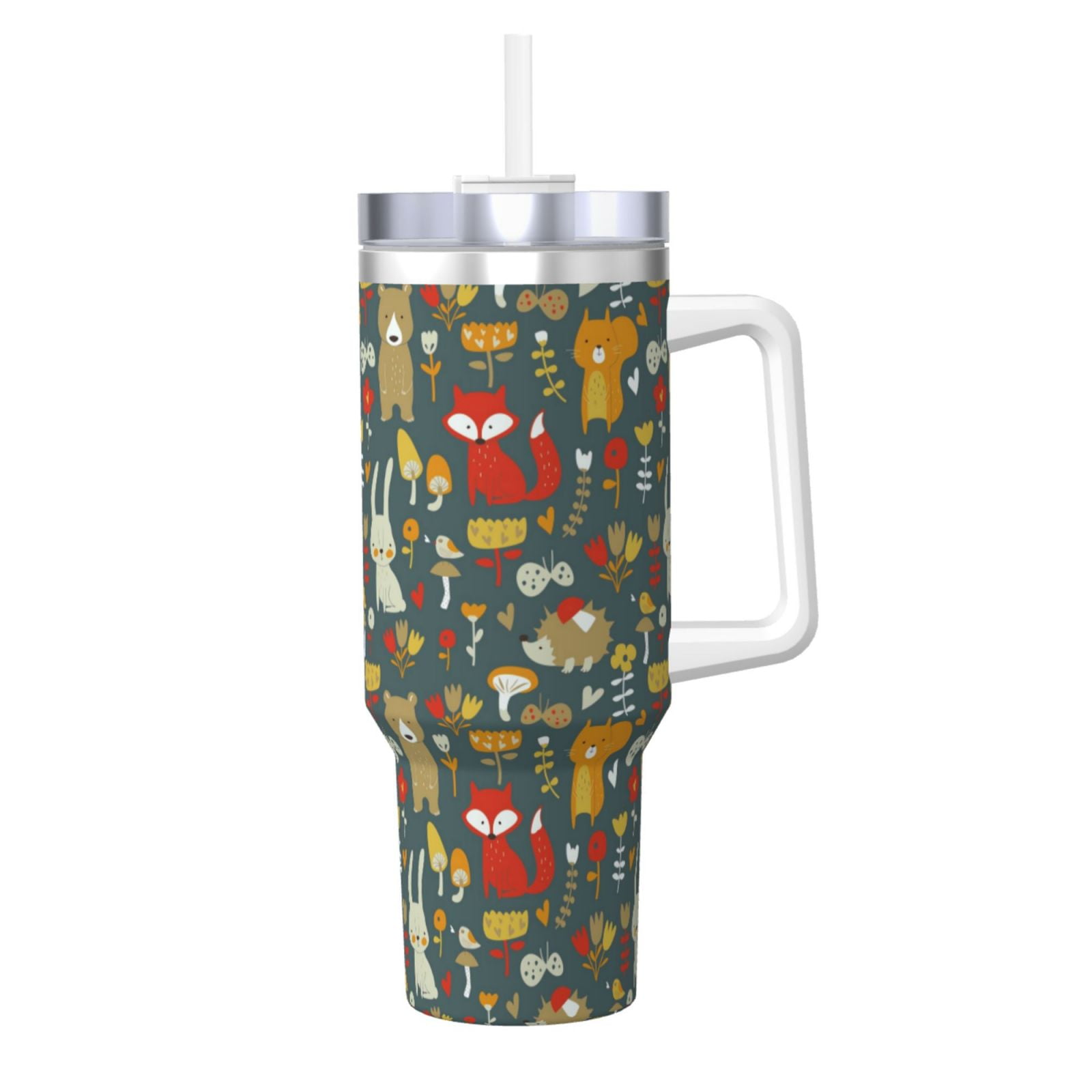 Gaeub Cute Animal Forest Print Stainless Steel Hot/Cold Coffee Cup,40oz ...